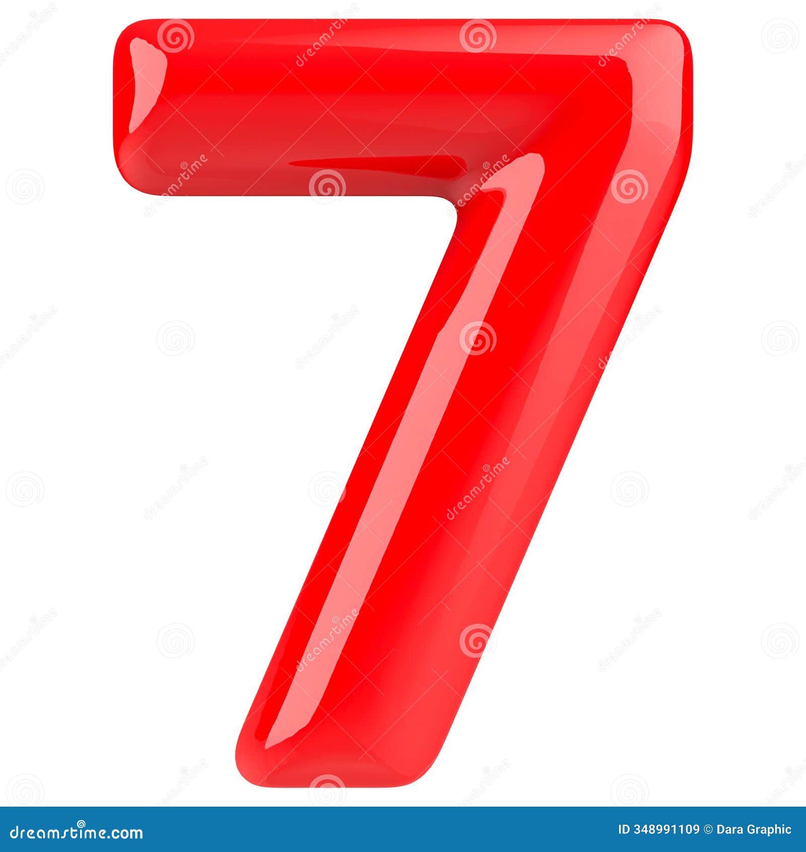 Number 7 Red 3D Render with White Background Stock Illustration ...