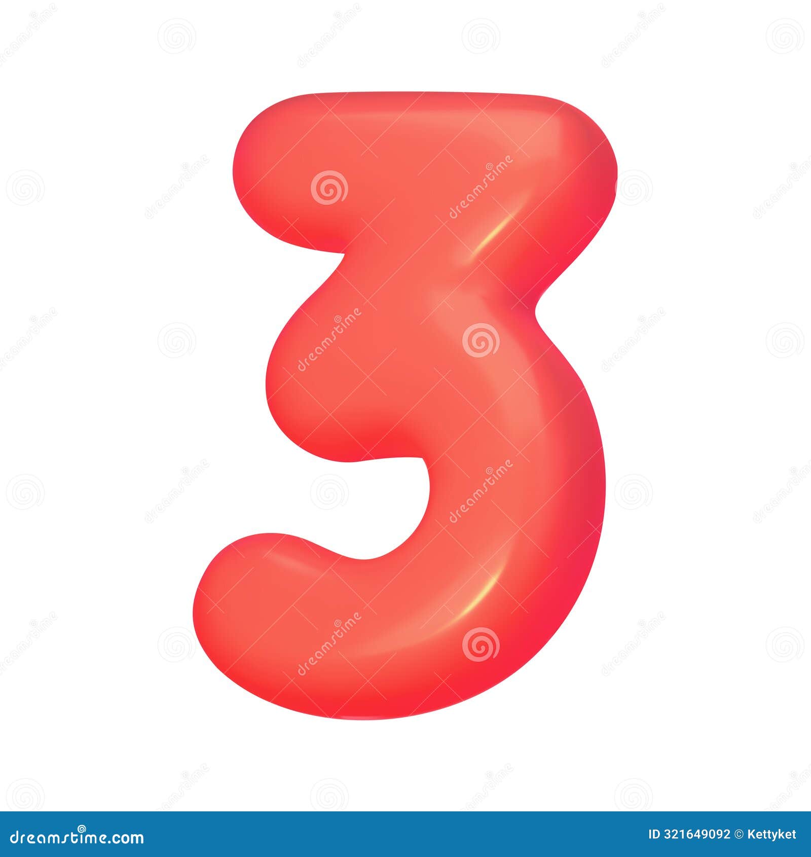 Number 3. Red Digit Three in 3d Style Stock Vector - Illustration of ...
