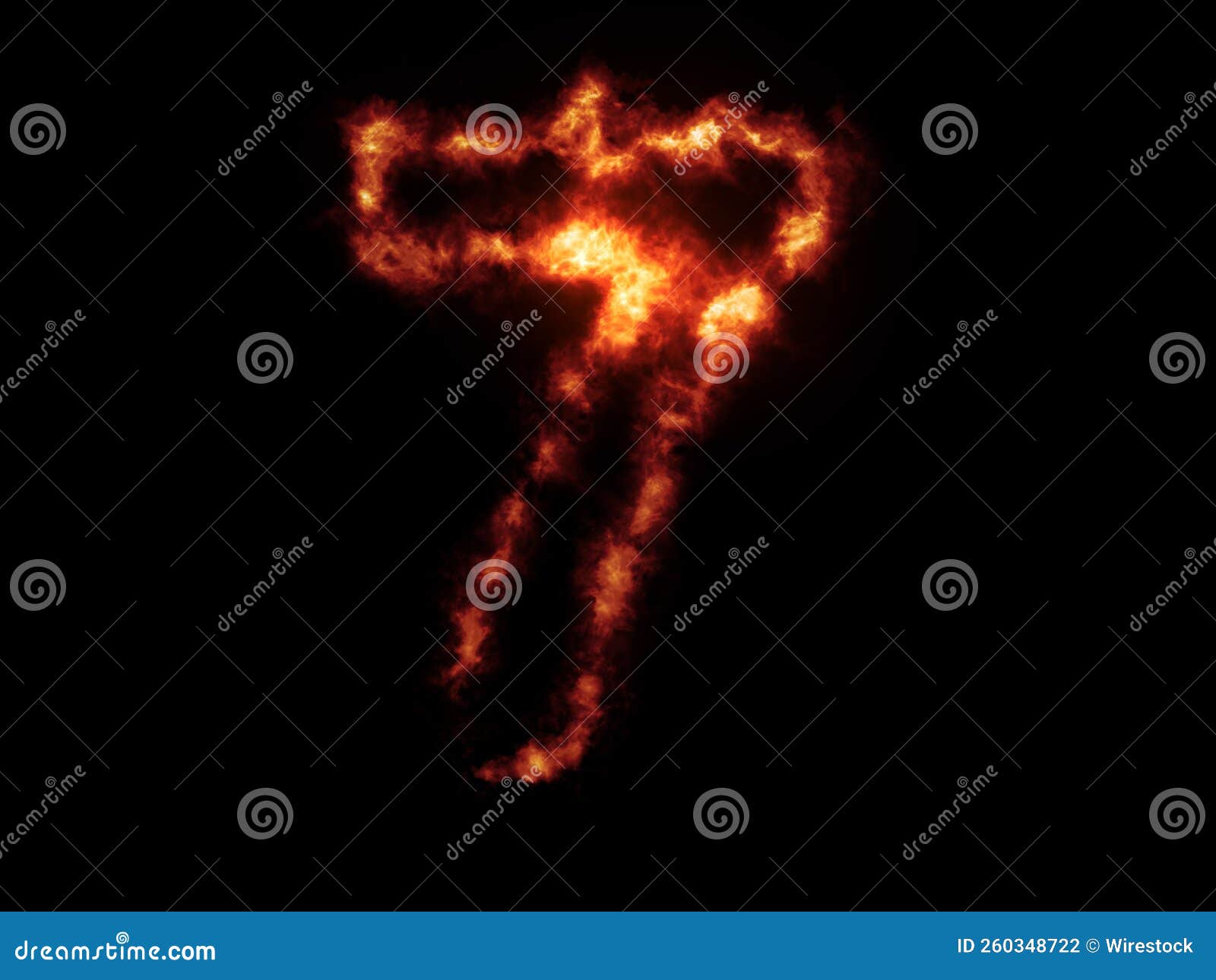 Number "7" in Red Flames on a Dark Background Stock Illustration ...