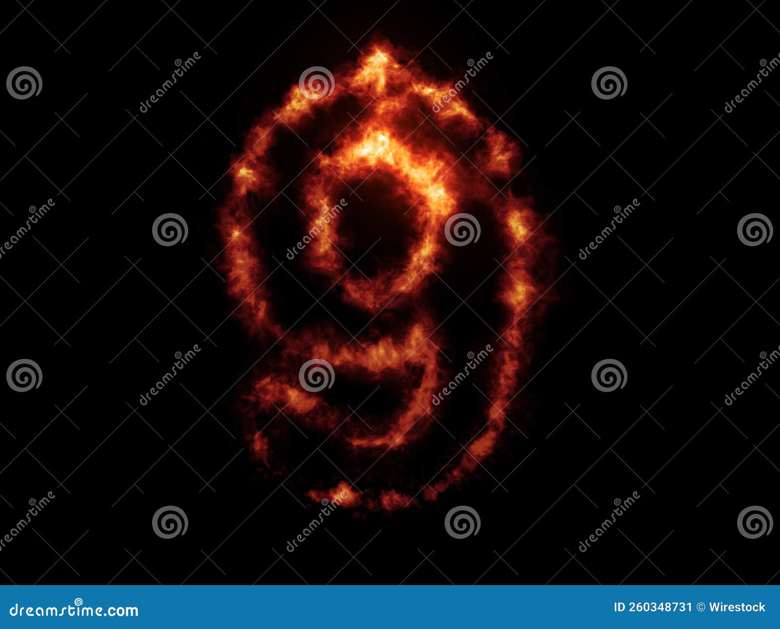 Number "9" in Red Flames on a Dark Background Stock Illustration ...