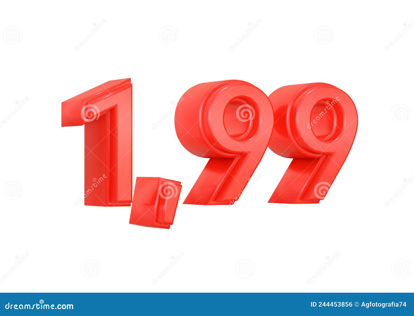 Number 1.99 Red Monetary System Price Symbol Isolated on White ...