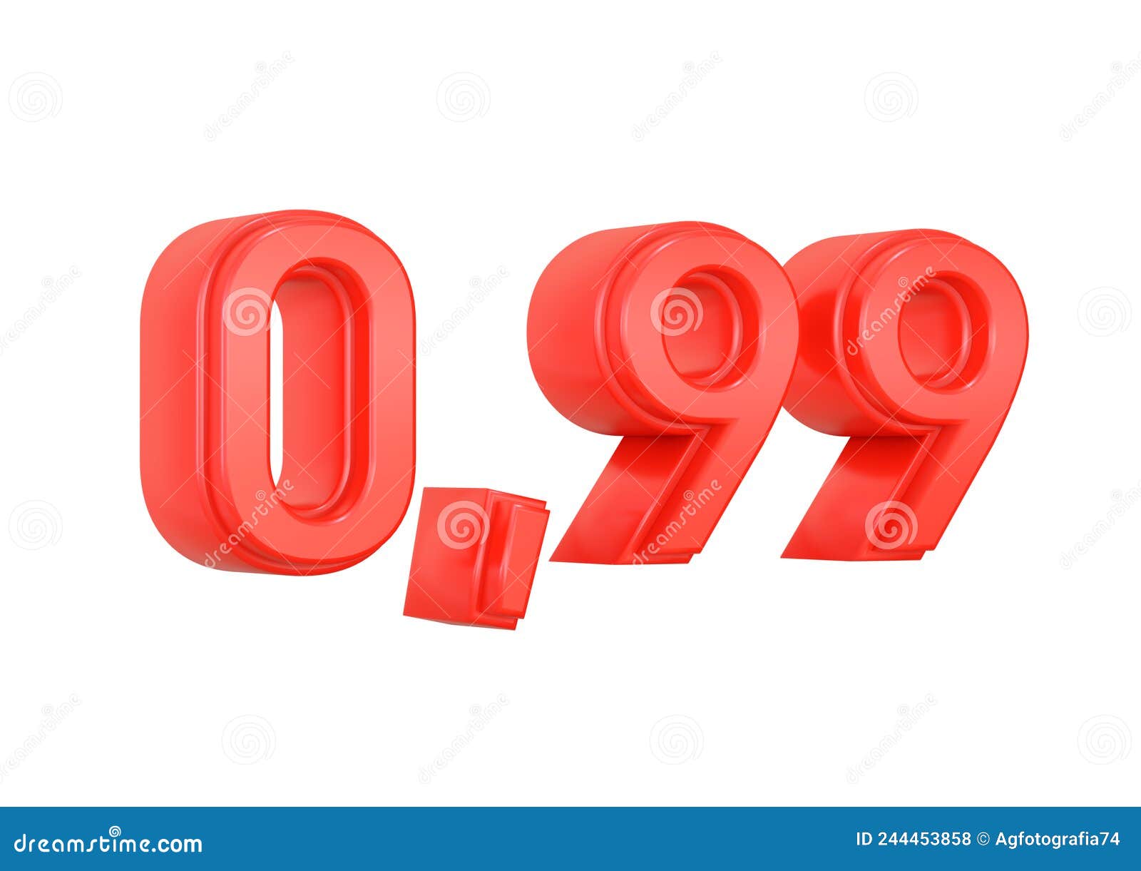 Number 0.99 Red Monetary System Price Symbol Isolated on White ...