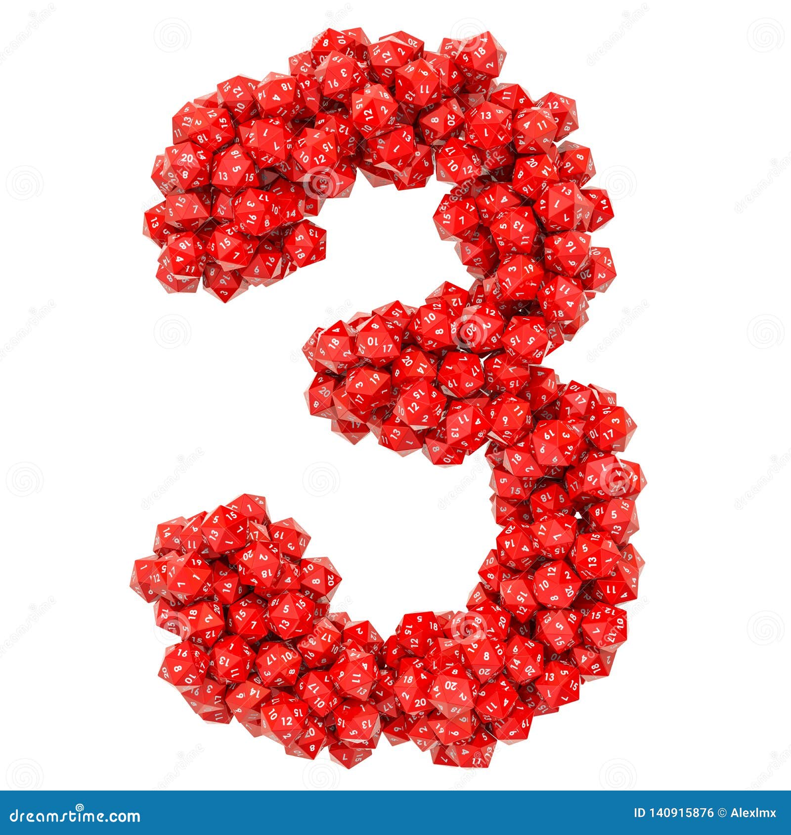 Red Twenty-sided Die, 20 Sides. 3D Rendering Stock Image ...