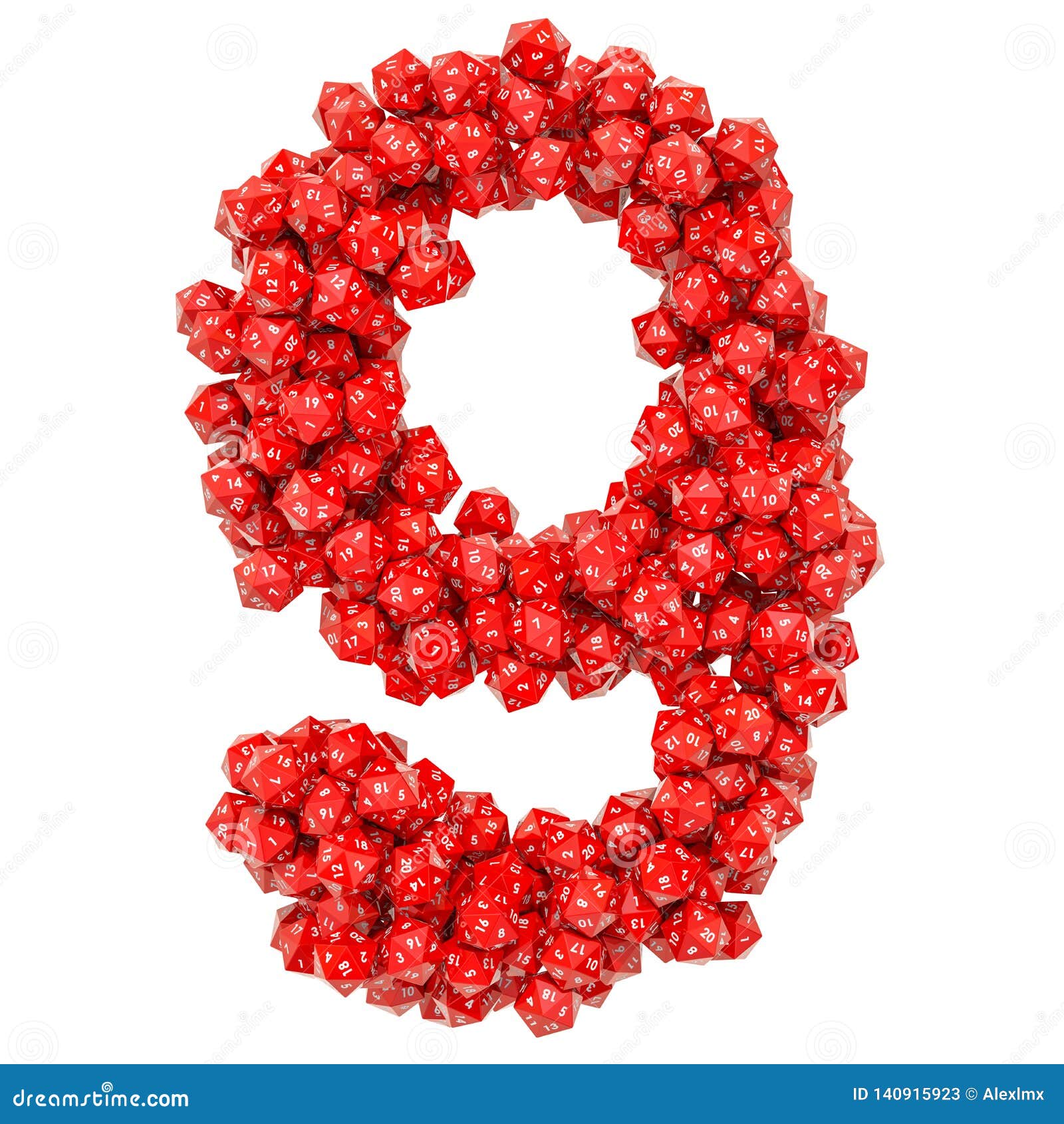 Red Twenty-sided Die, 20 Sides. 3D Rendering Stock Image ...