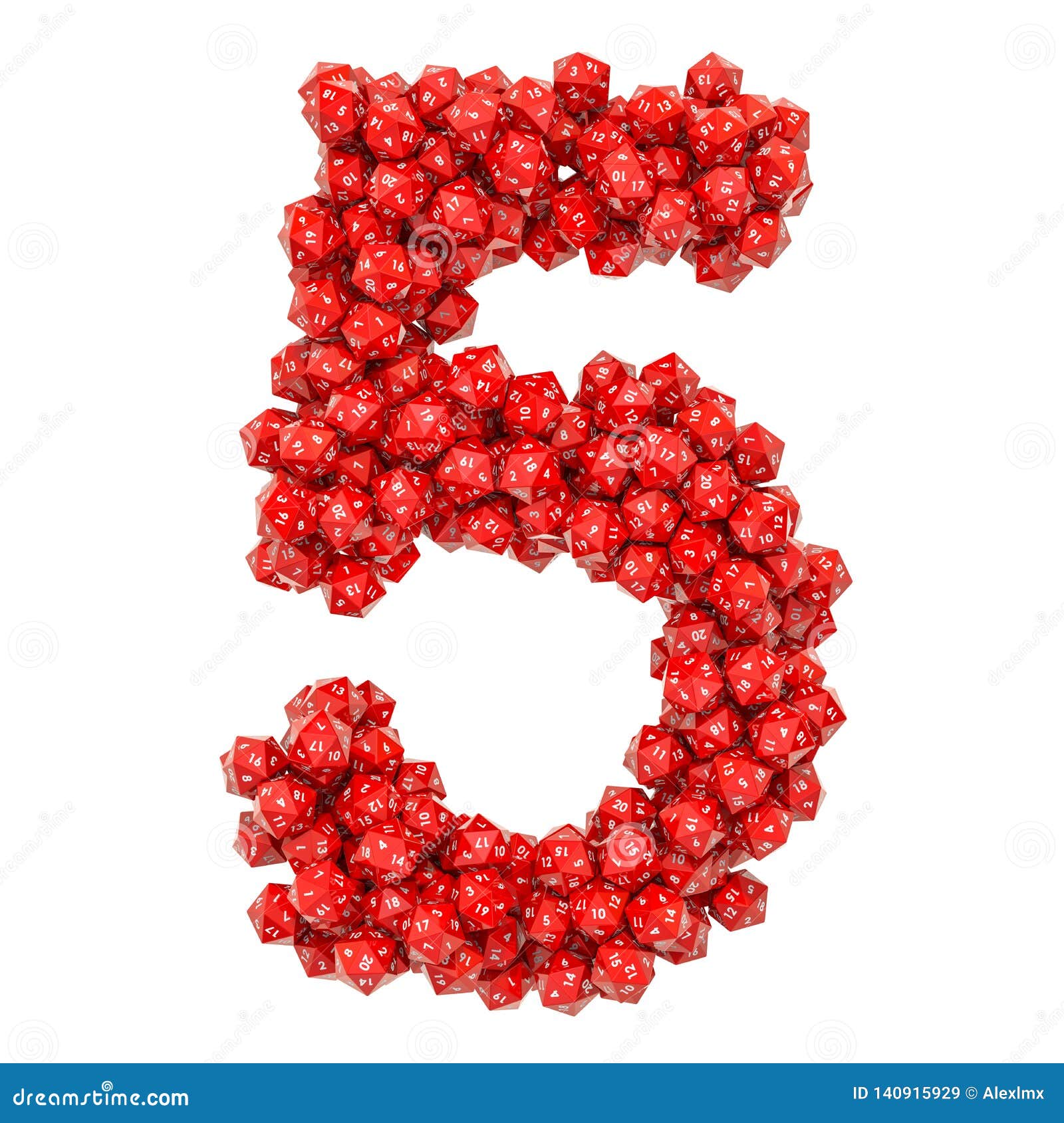 Red Twenty-sided Die, 20 Sides. 3D Rendering Stock Image ...