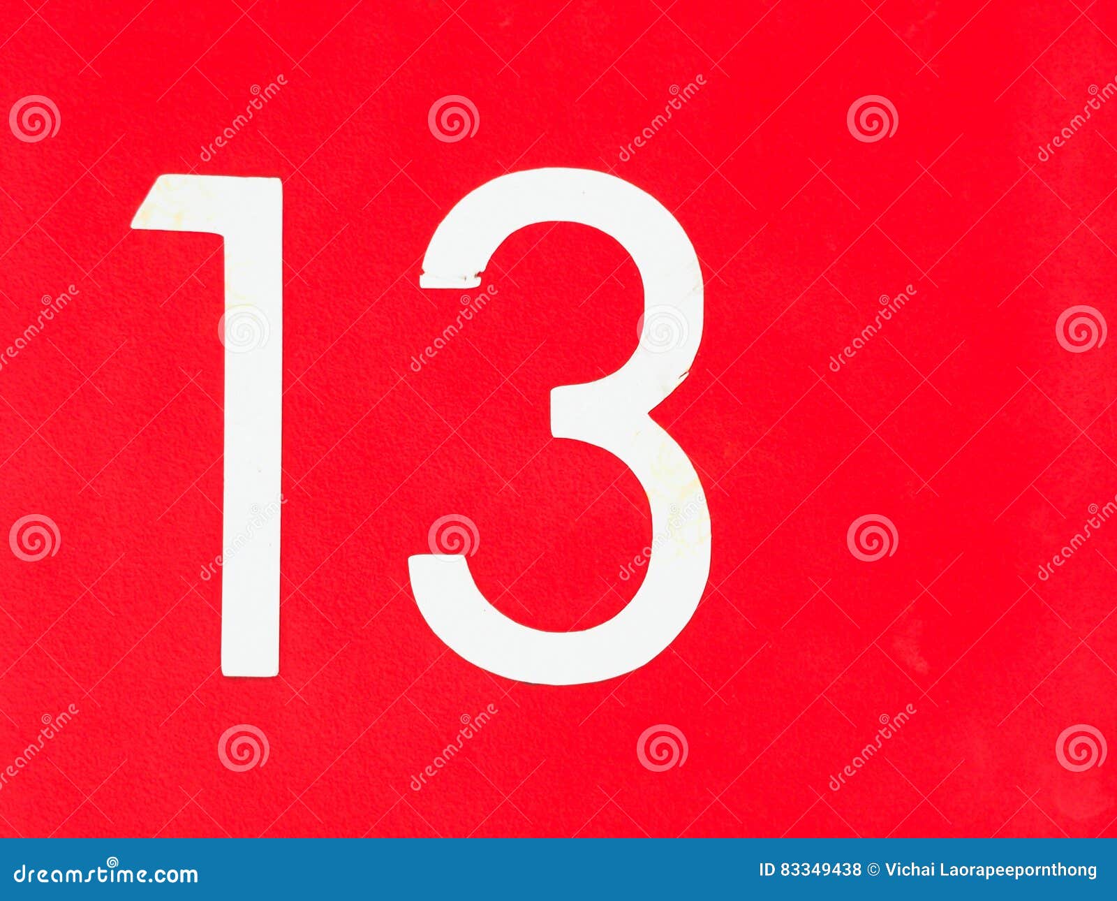 Number 13 on red wall stock photo. Image of square, horror - 83349438
