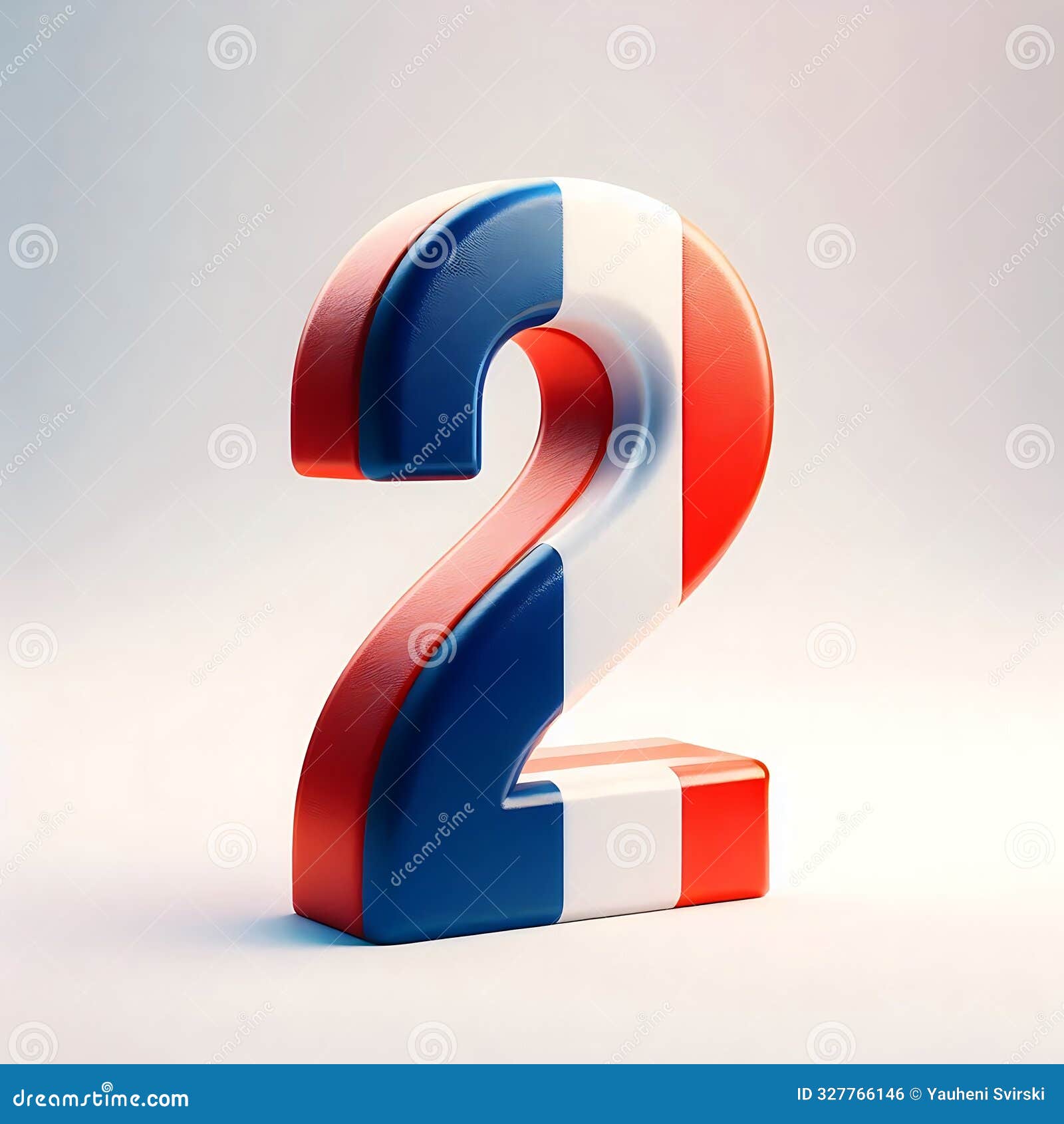 The Number 2 is in Red, White, and Blue. it is a Bold and Eye-catching ...