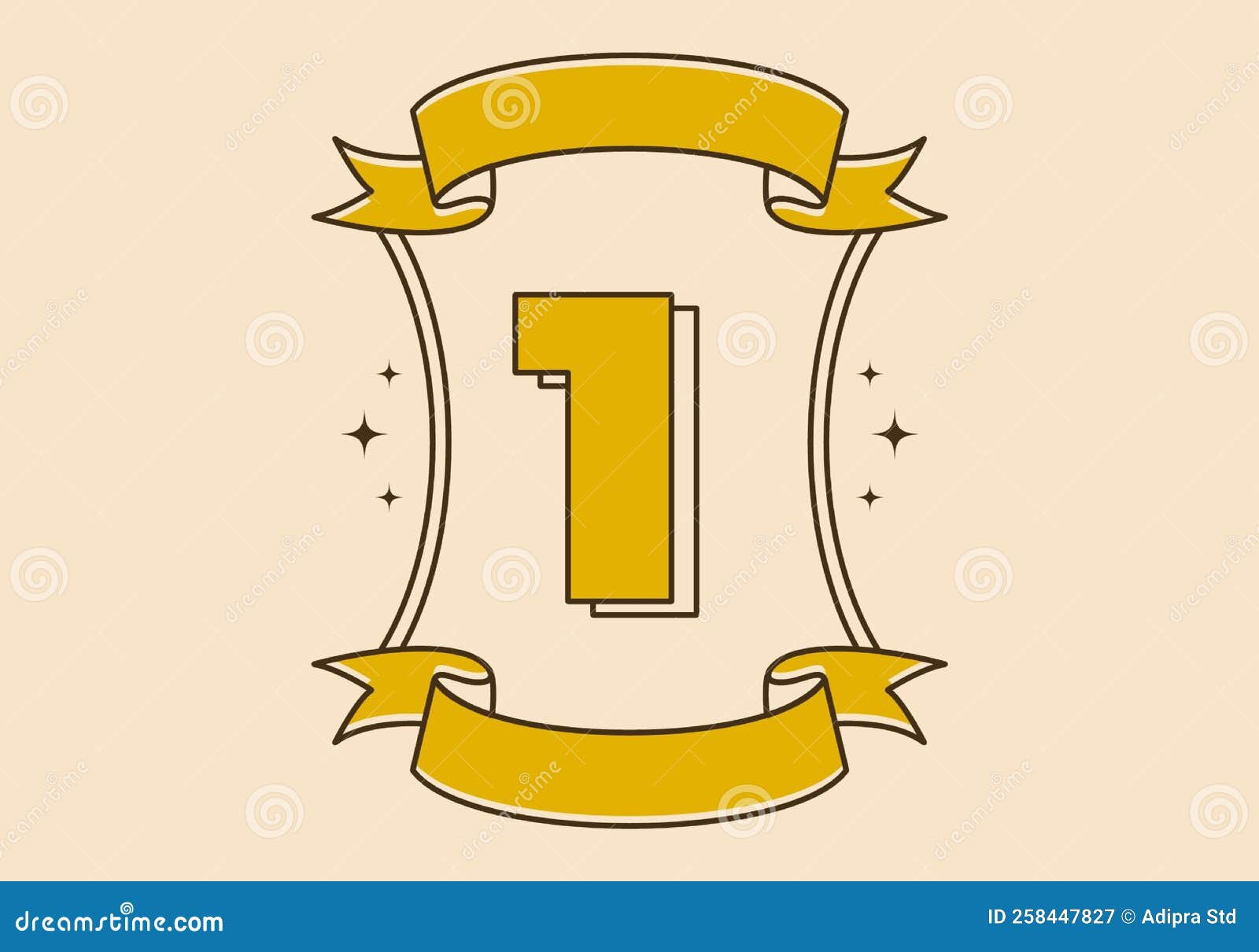 Number 1 in Retro Frame Design Stock Vector - Illustration of flat ...