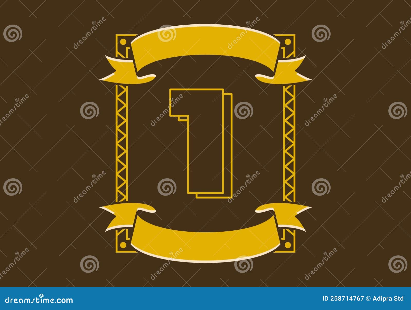 Number 1 in Retro Frame Design Stock Vector - Illustration of banner ...