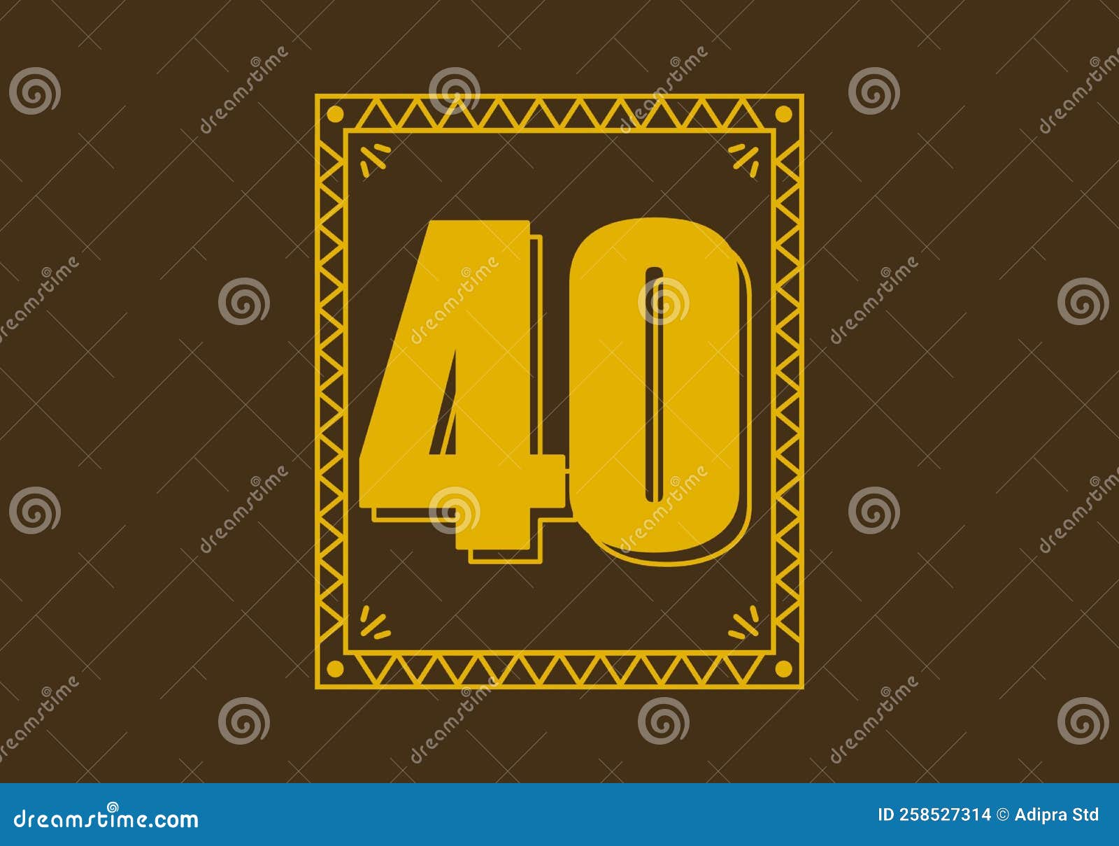 Number 40 in Retro Rectangle Frame Stock Vector - Illustration of ...