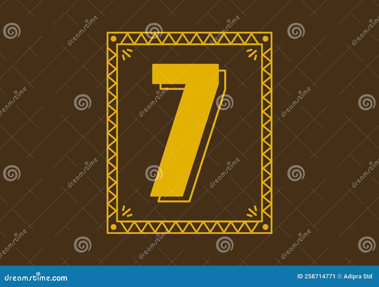 Number 7 in Retro Rectangle Frame Stock Vector - Illustration of ...