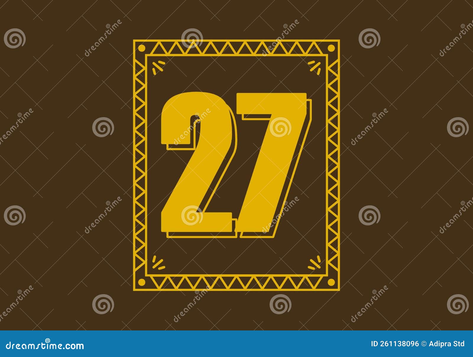 Number 27 in Retro Rectangle Frame Stock Vector - Illustration of ...