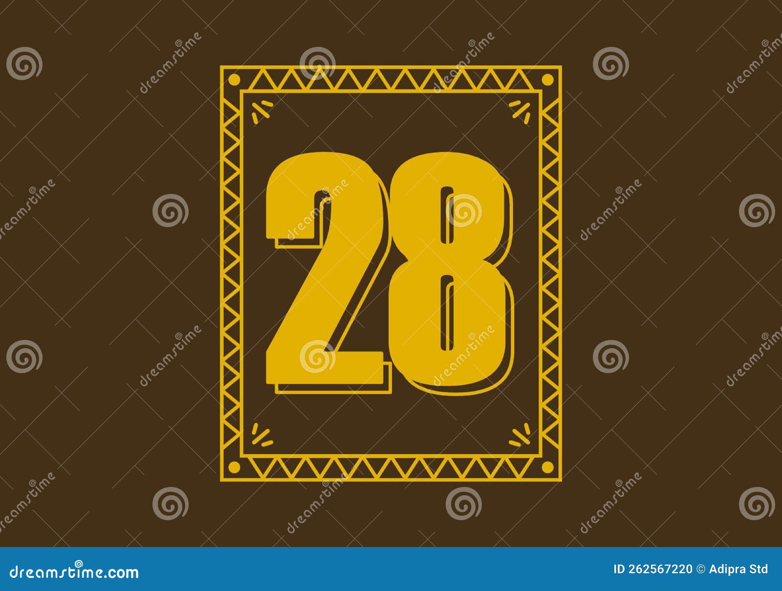 Number 28 in Retro Rectangle Frame Stock Vector - Illustration of ...