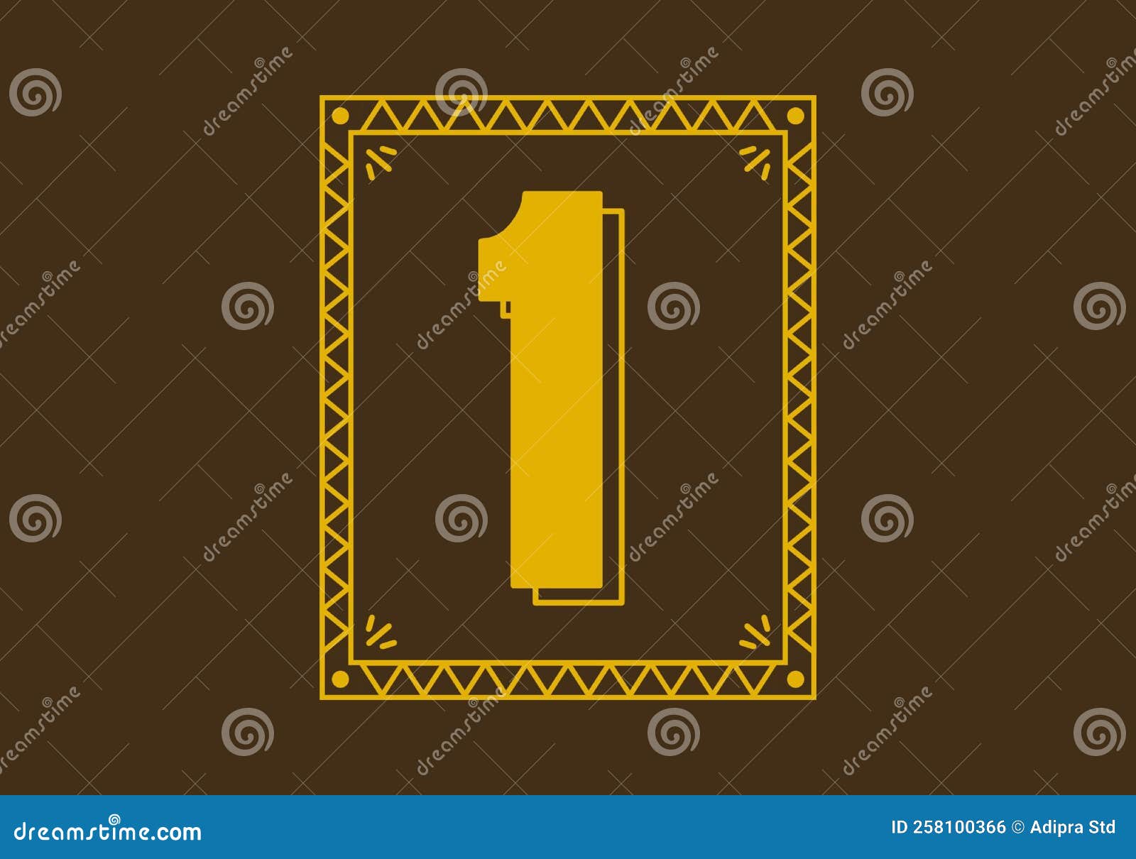Number 1 in Retro Rectangle Frame Stock Vector - Illustration of text ...