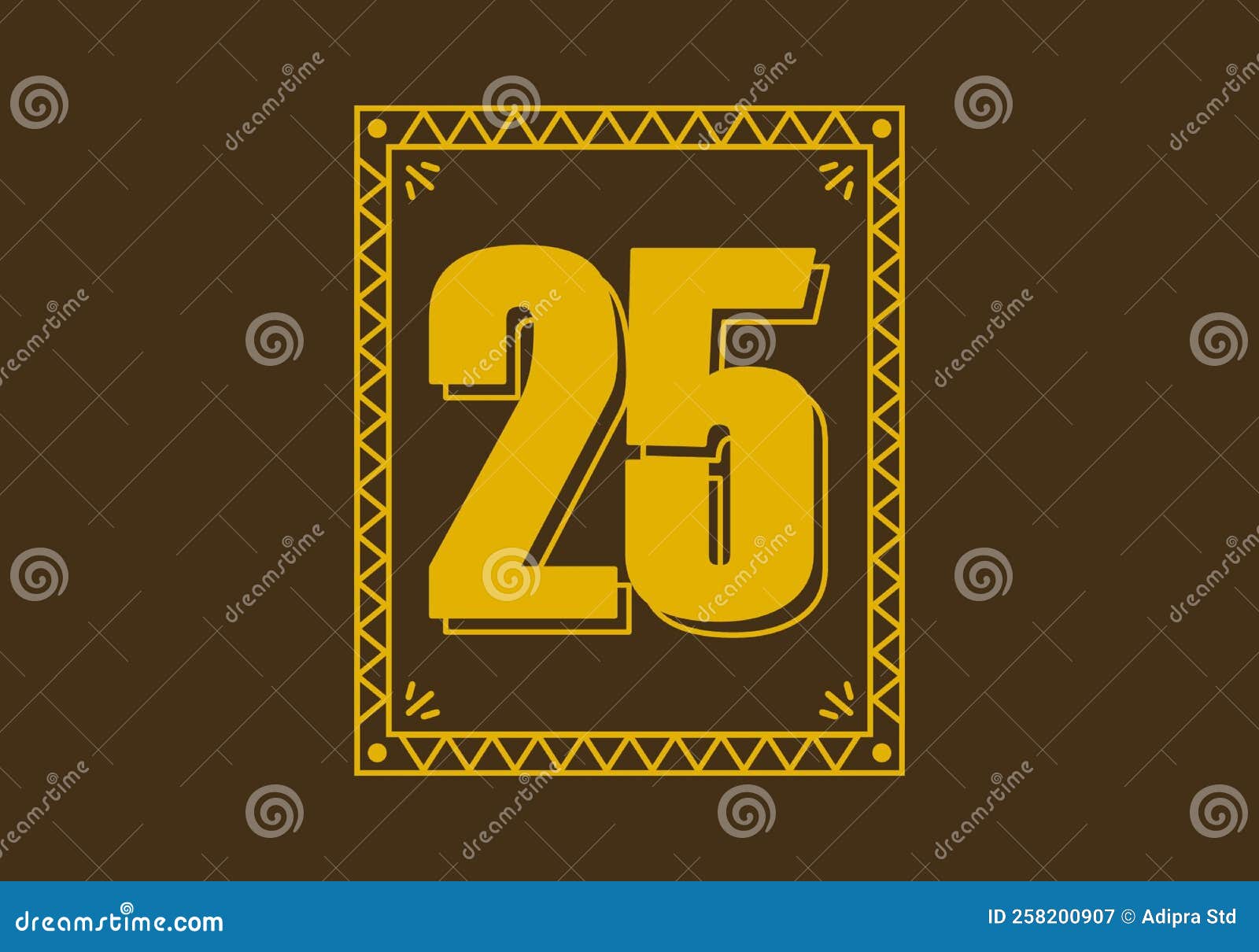 Number 25 in Retro Rectangle Frame Stock Vector - Illustration of ...