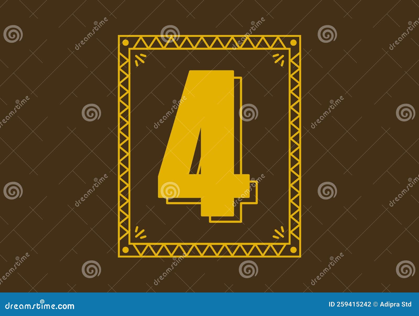 Number 4 in Retro Rectangle Frame Stock Illustration - Illustration of ...