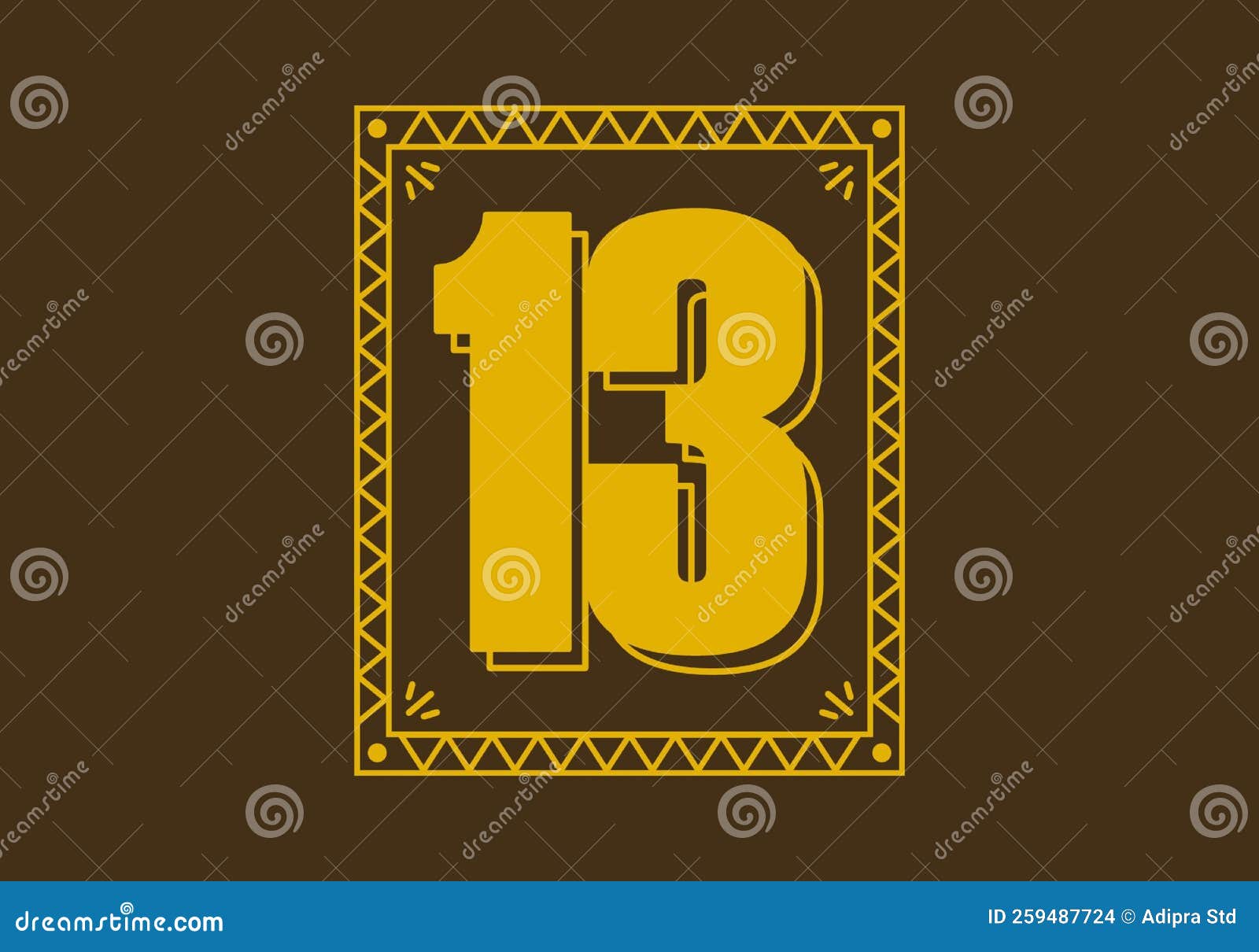 Number 13 in Retro Rectangle Frame Stock Vector - Illustration of ...