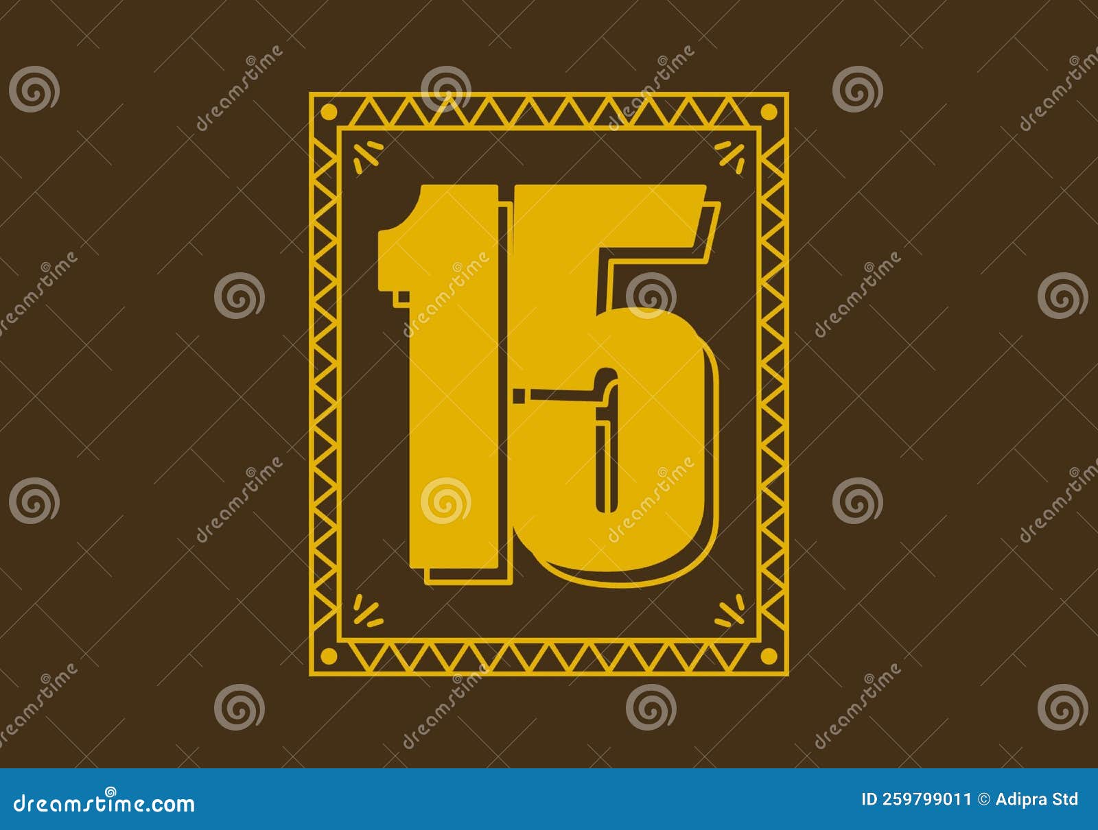 Number 15 in Retro Rectangle Frame Stock Vector - Illustration of ...