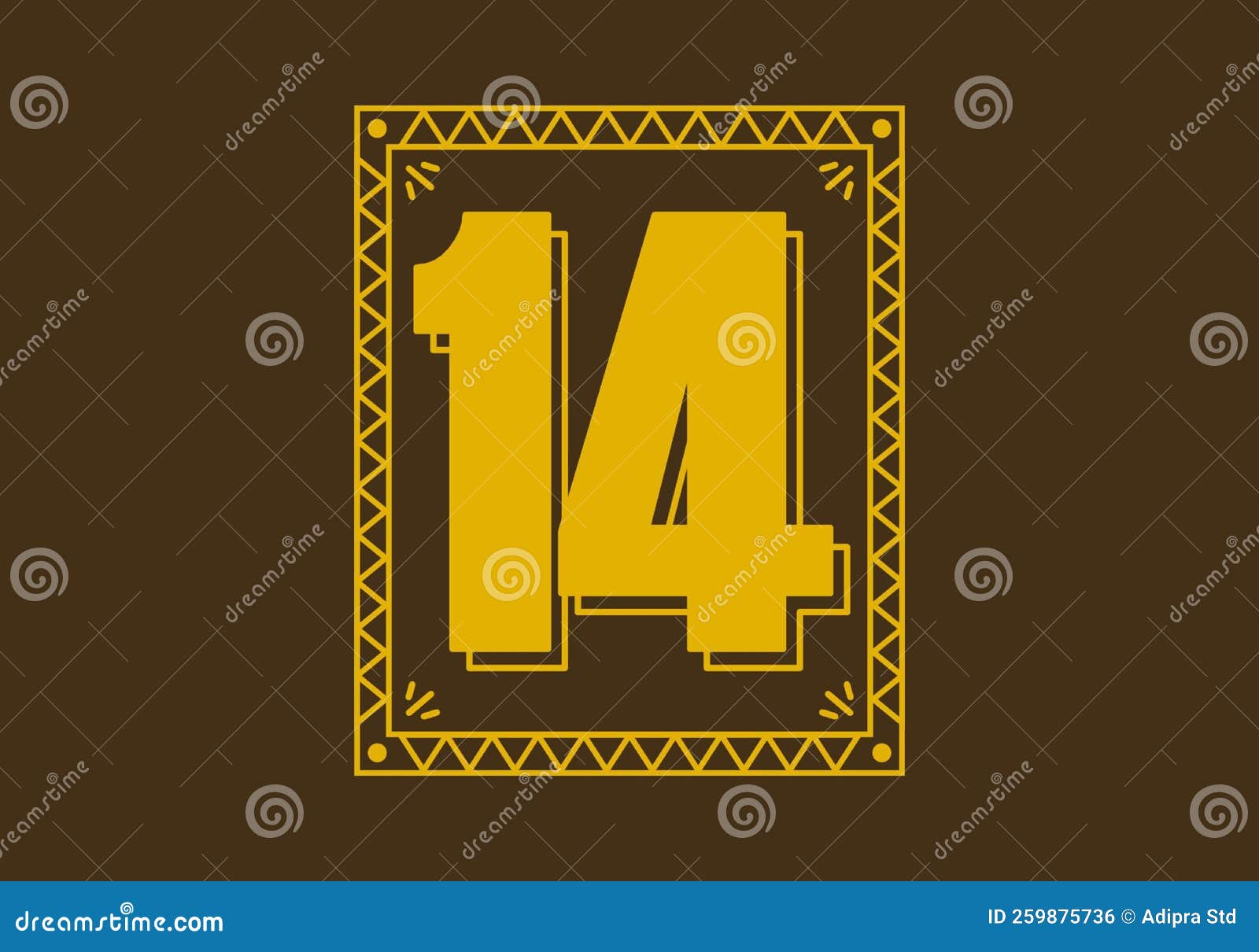 Number 14 in Retro Rectangle Frame Stock Vector - Illustration of ...