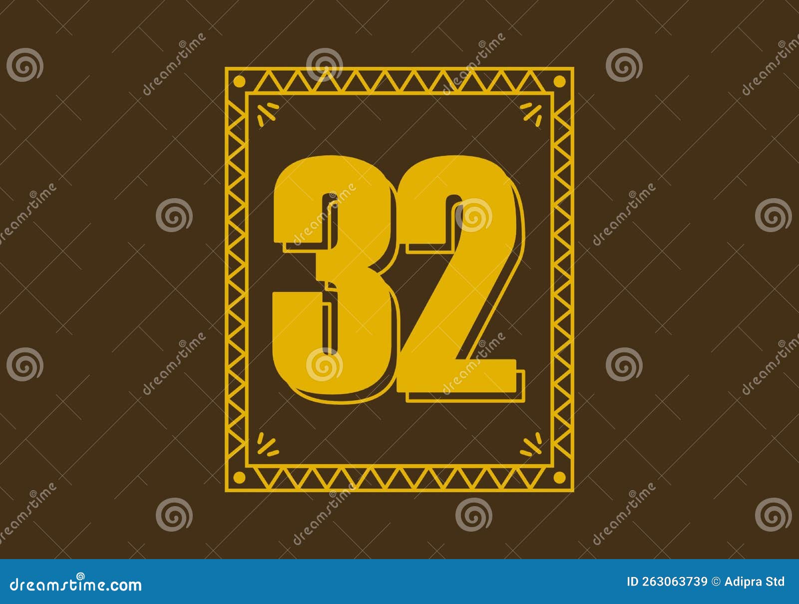 Number 32 in Retro Rectangle Frame Stock Vector - Illustration of ...