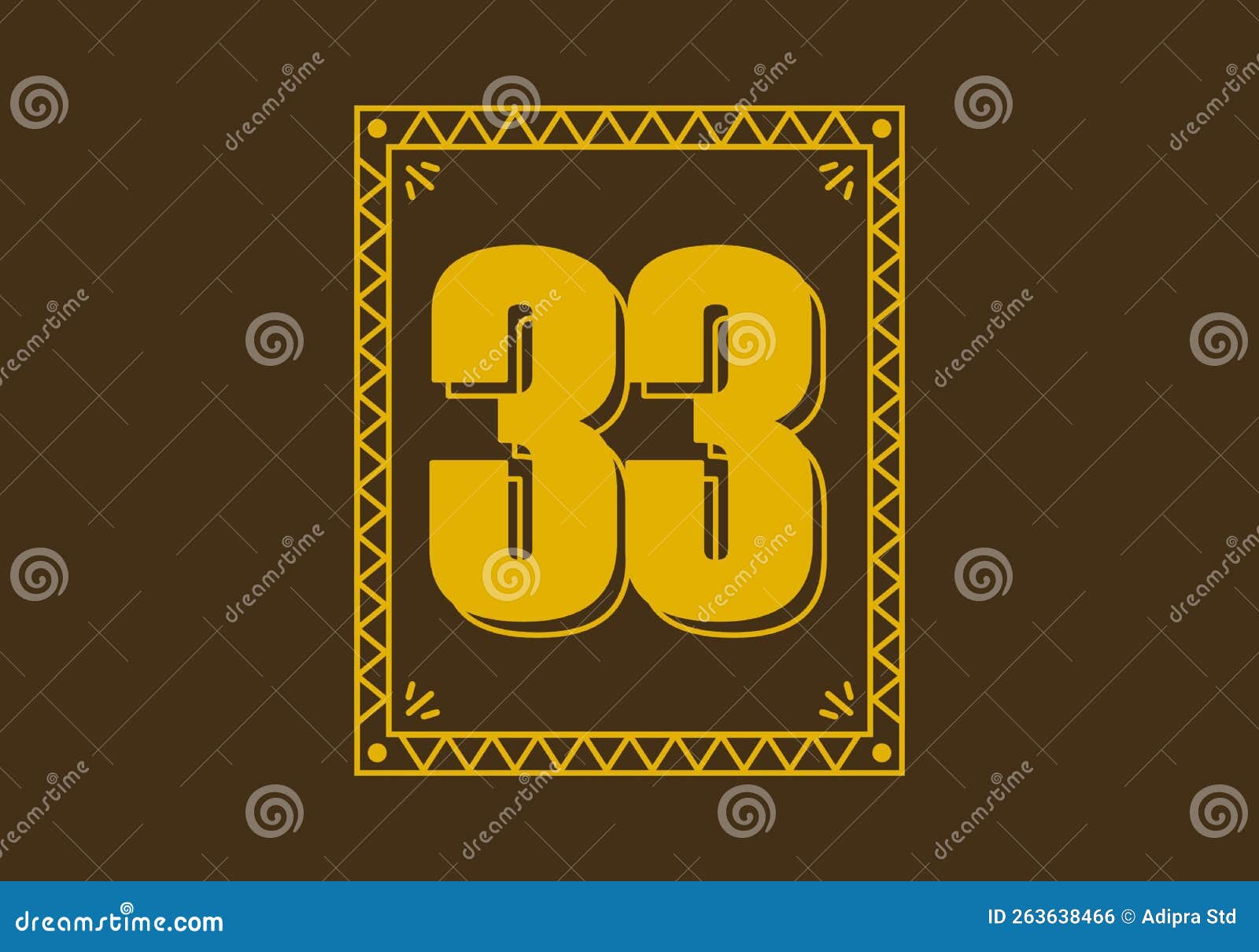 Number 33 in Retro Rectangle Frame Stock Vector - Illustration of ...