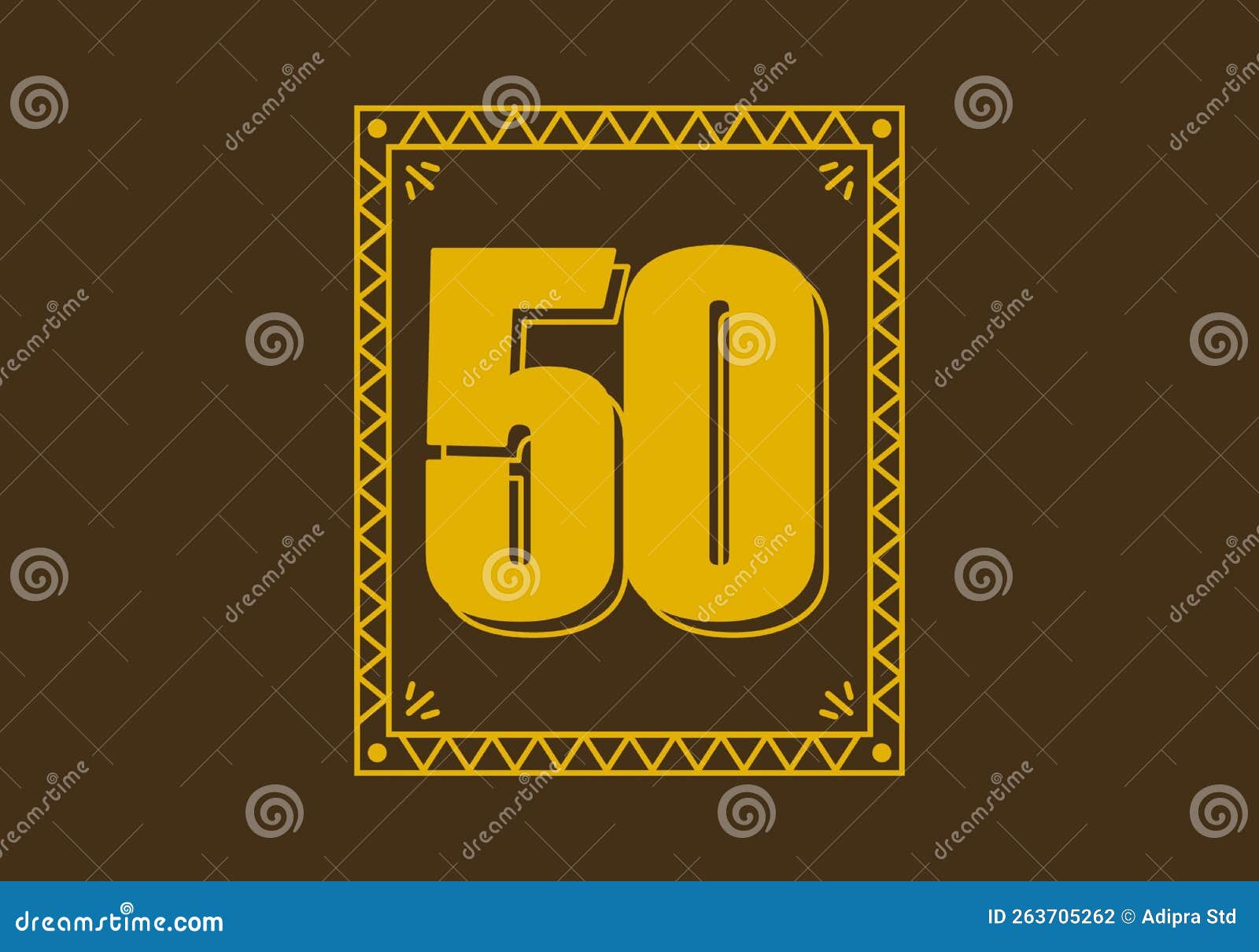 Number 50 in Retro Rectangle Frame Stock Vector - Illustration of sign ...
