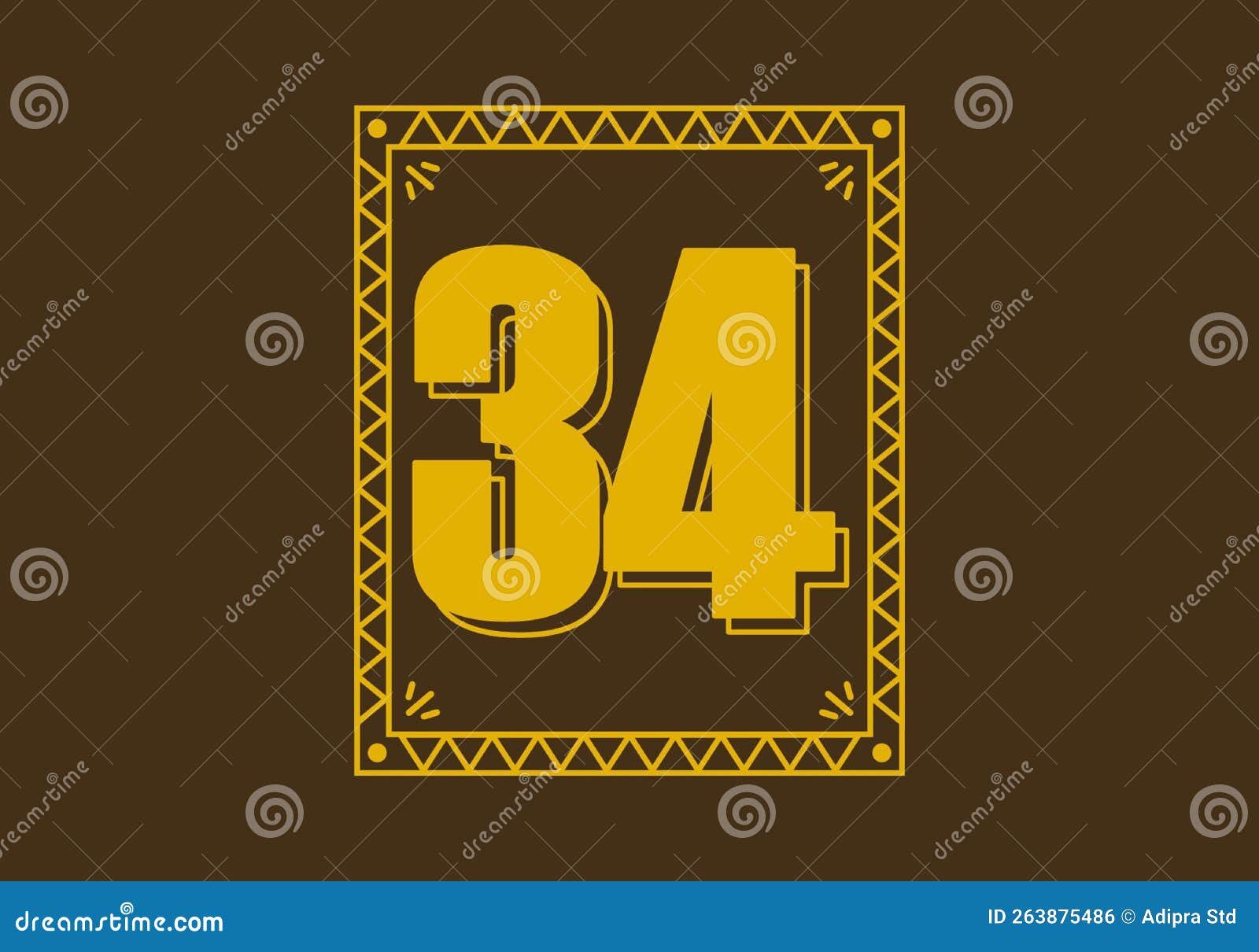 Number 34 in Retro Rectangle Frame Stock Vector - Illustration of frame ...