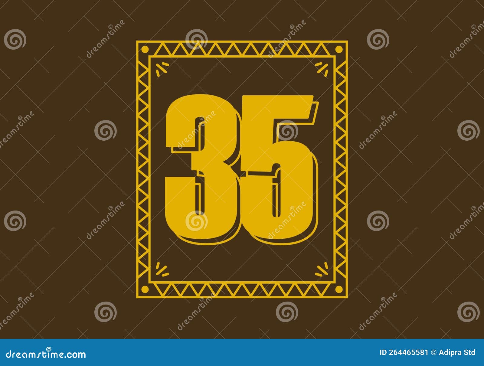 Number 35 in Retro Rectangle Frame Stock Vector - Illustration of ...