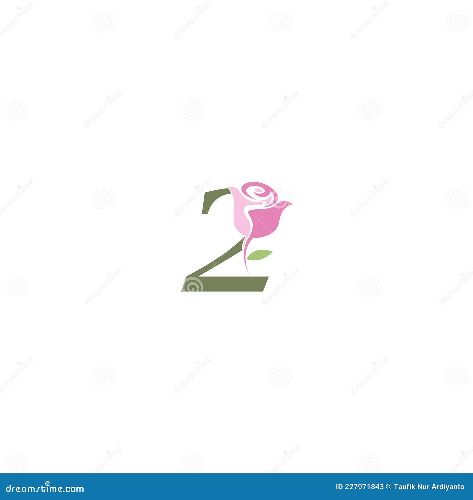 Number 2 with Rose Icon Logo Vector Template Stock Vector ...