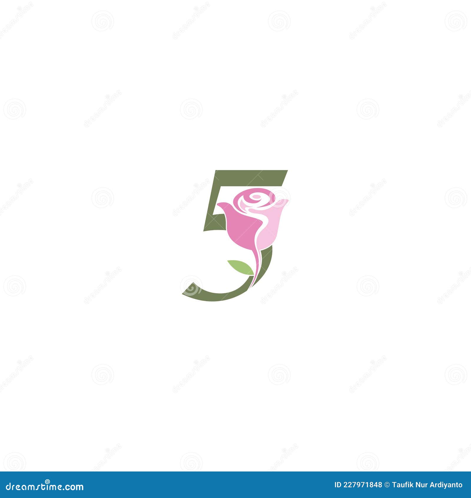 Number 5 with Rose Icon Logo Vector Template Stock Vector ...