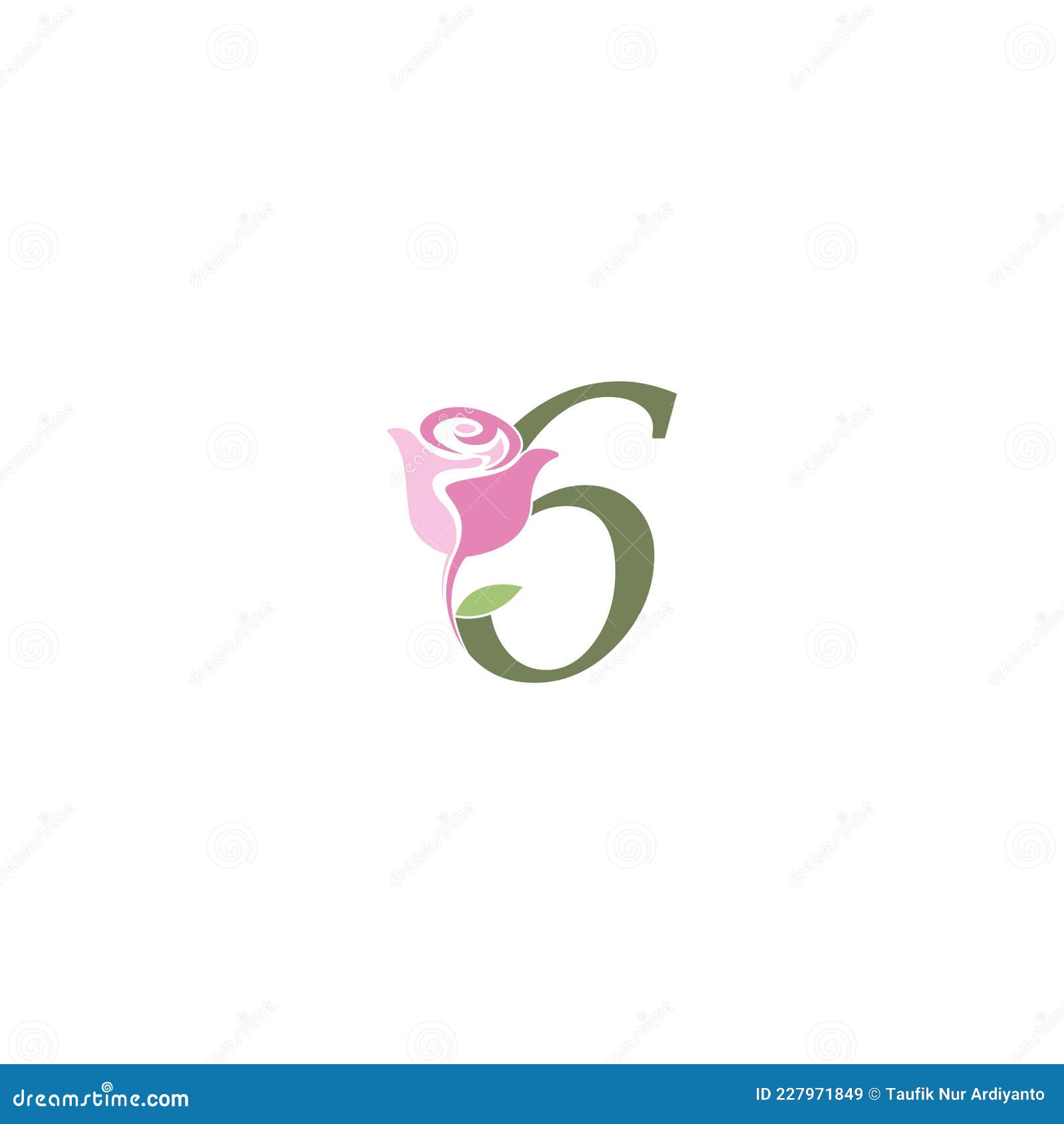 Number 6 with Rose Icon Logo Vector Template Stock Vector ...