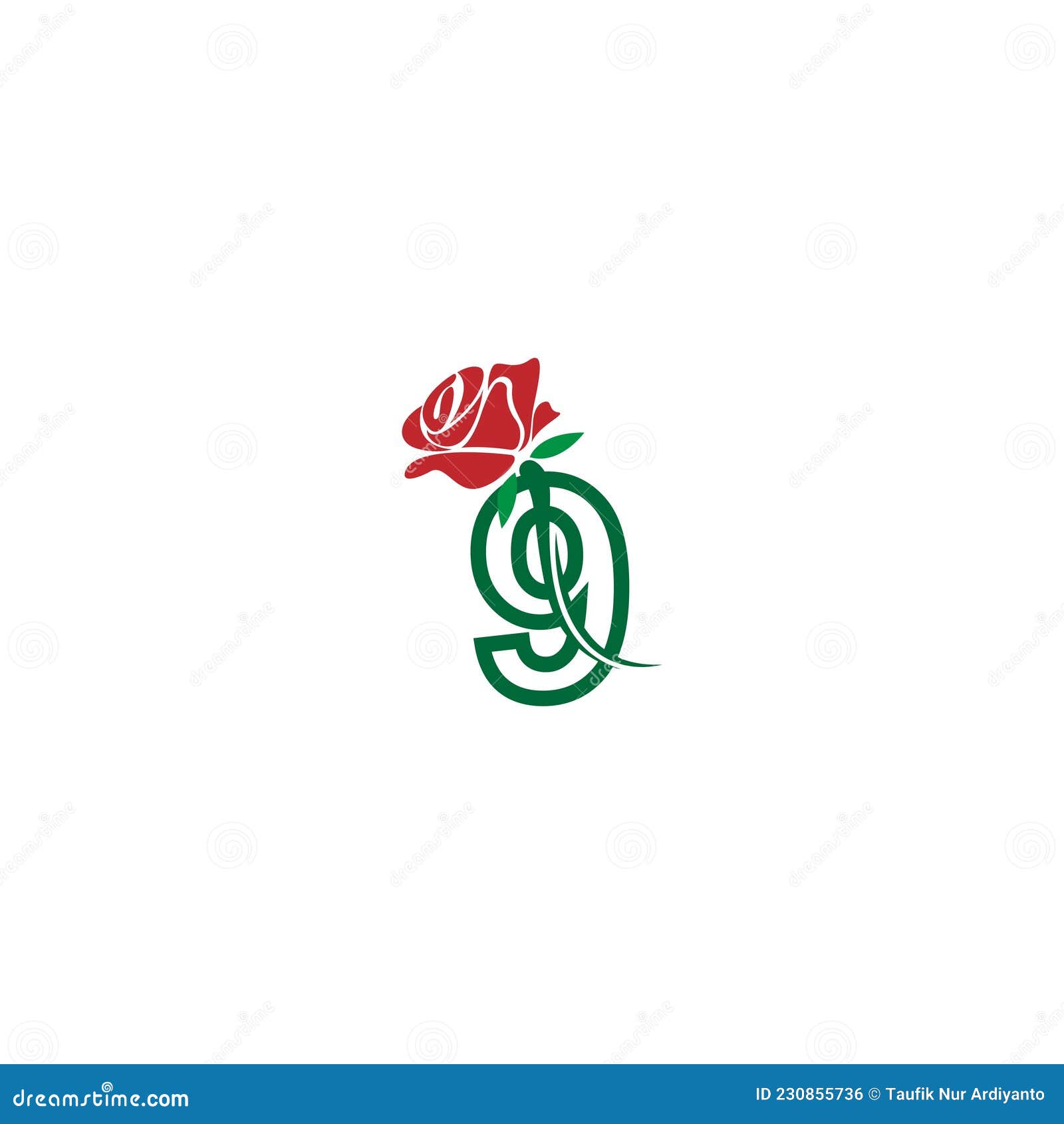 Number 9 with Rose Icon Logo Vector Template Stock Vector ...