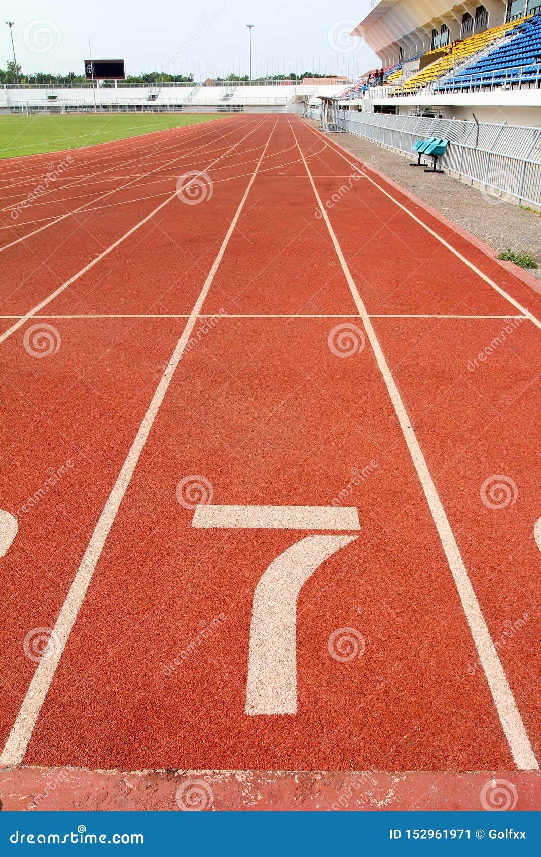 Number 7 on running track stock image. Image of race - 152961971