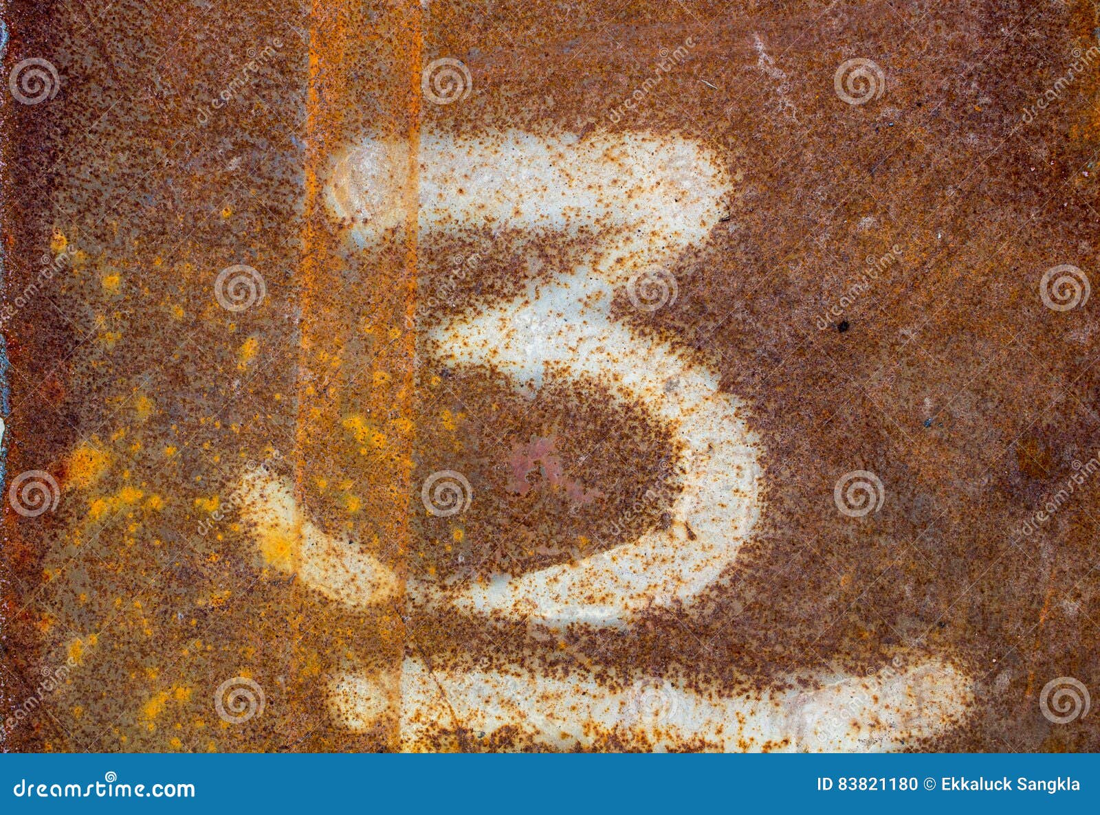 Number 3, on Rust with Metal Surface Stock Photo - Image of dark, retro ...
