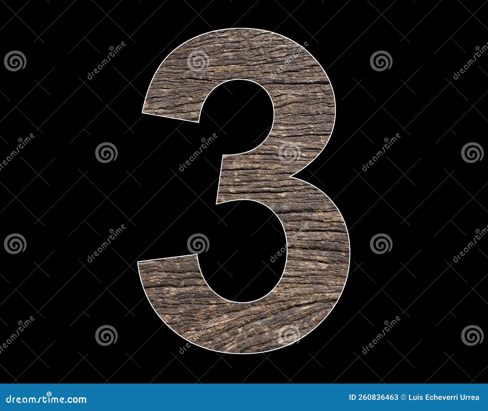Number 3 - Rustic Tree Cortex Background Stock Image - Image of number ...