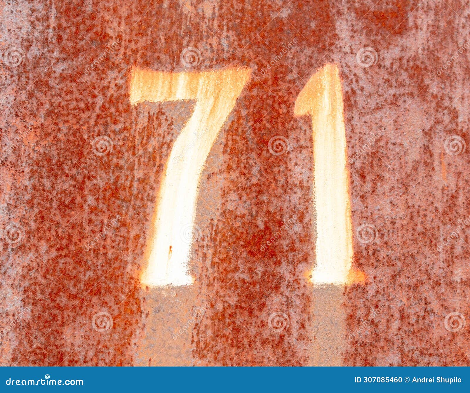 The Number 71 on a Rusty Metal Fence Stock Photo - Image of grunge ...