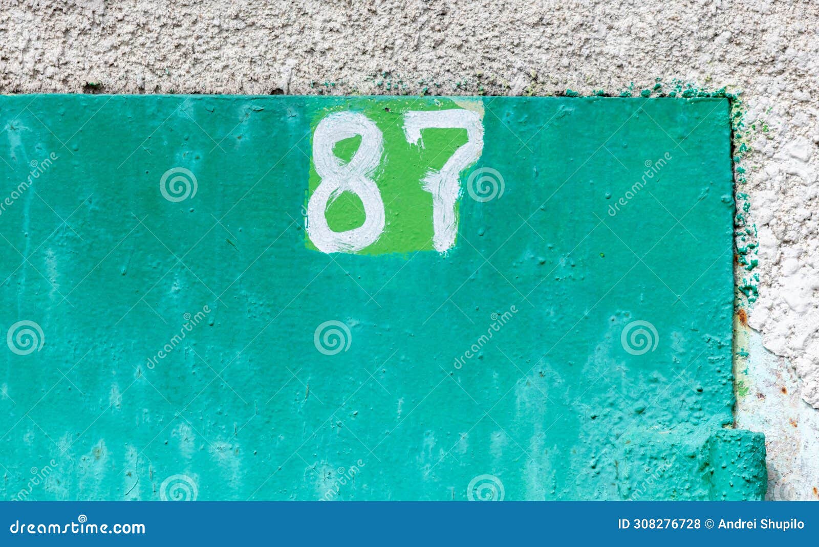 The Number 87 on a Rusty Metal Fence Stock Photo - Image of weathered ...
