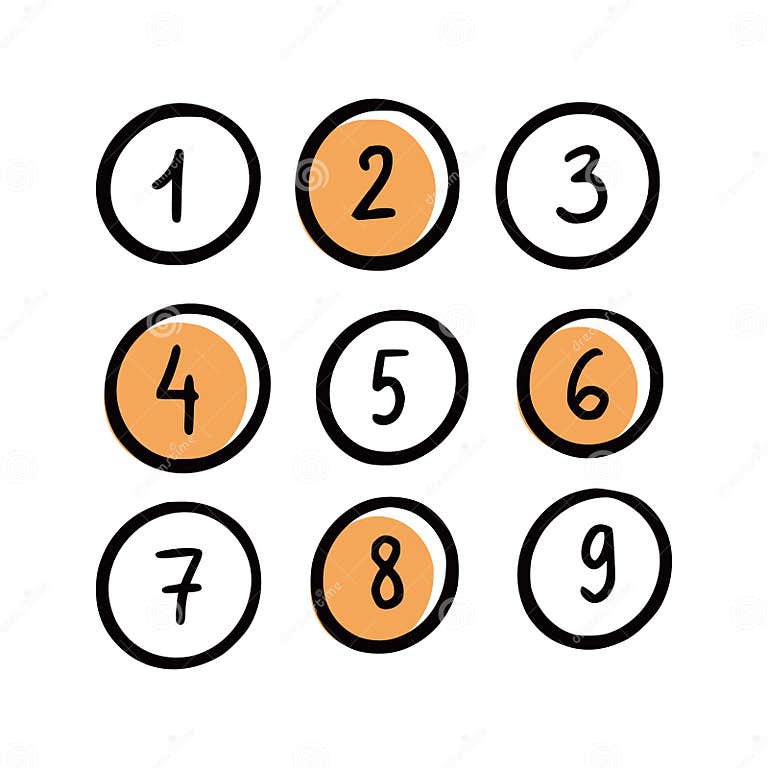 Number with Scribble Circle Element. Stock Vector - Illustration of ...