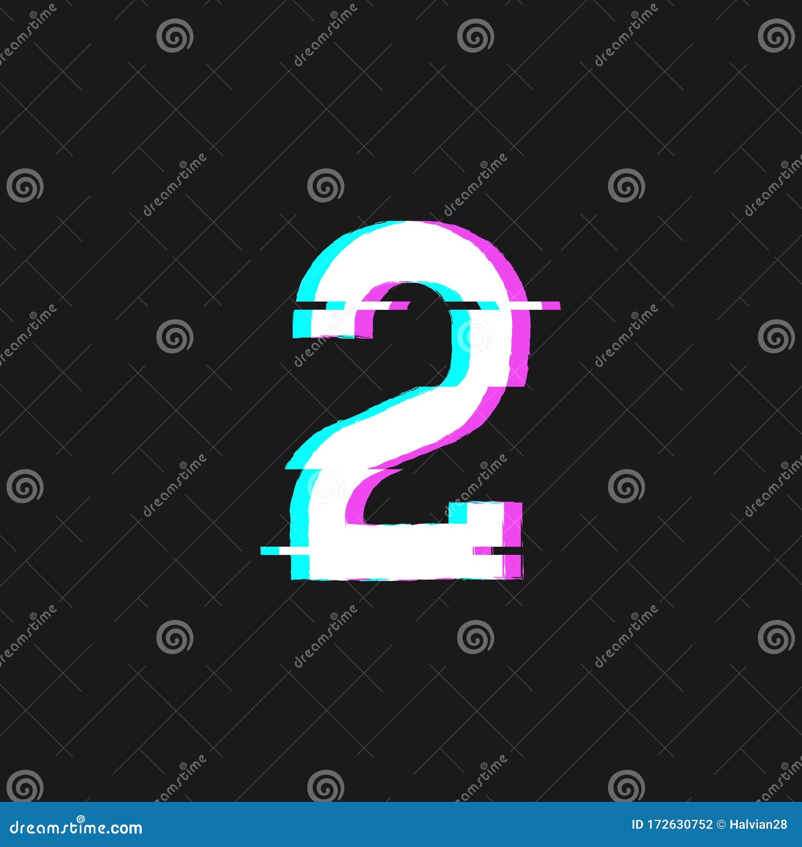 Number 2 or Second with Glitch Effect Style for Countdown, Poster ...