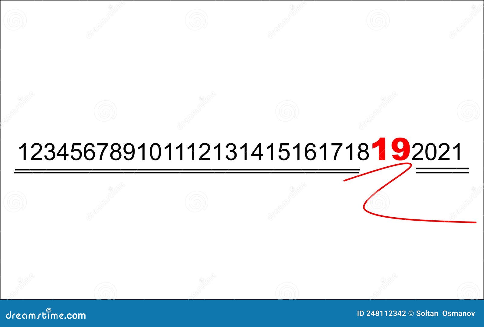 Number 19. a Series of Numbers from One. Background and Illustrations ...