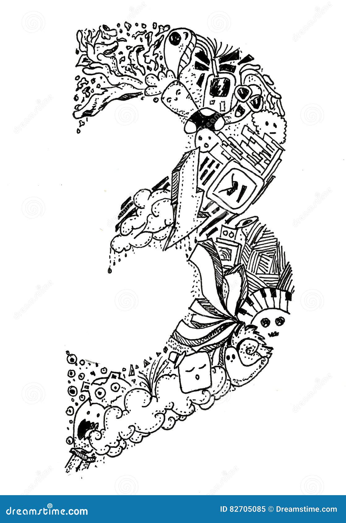 Number Series - Three stock illustration. Illustration of wave - 82705085