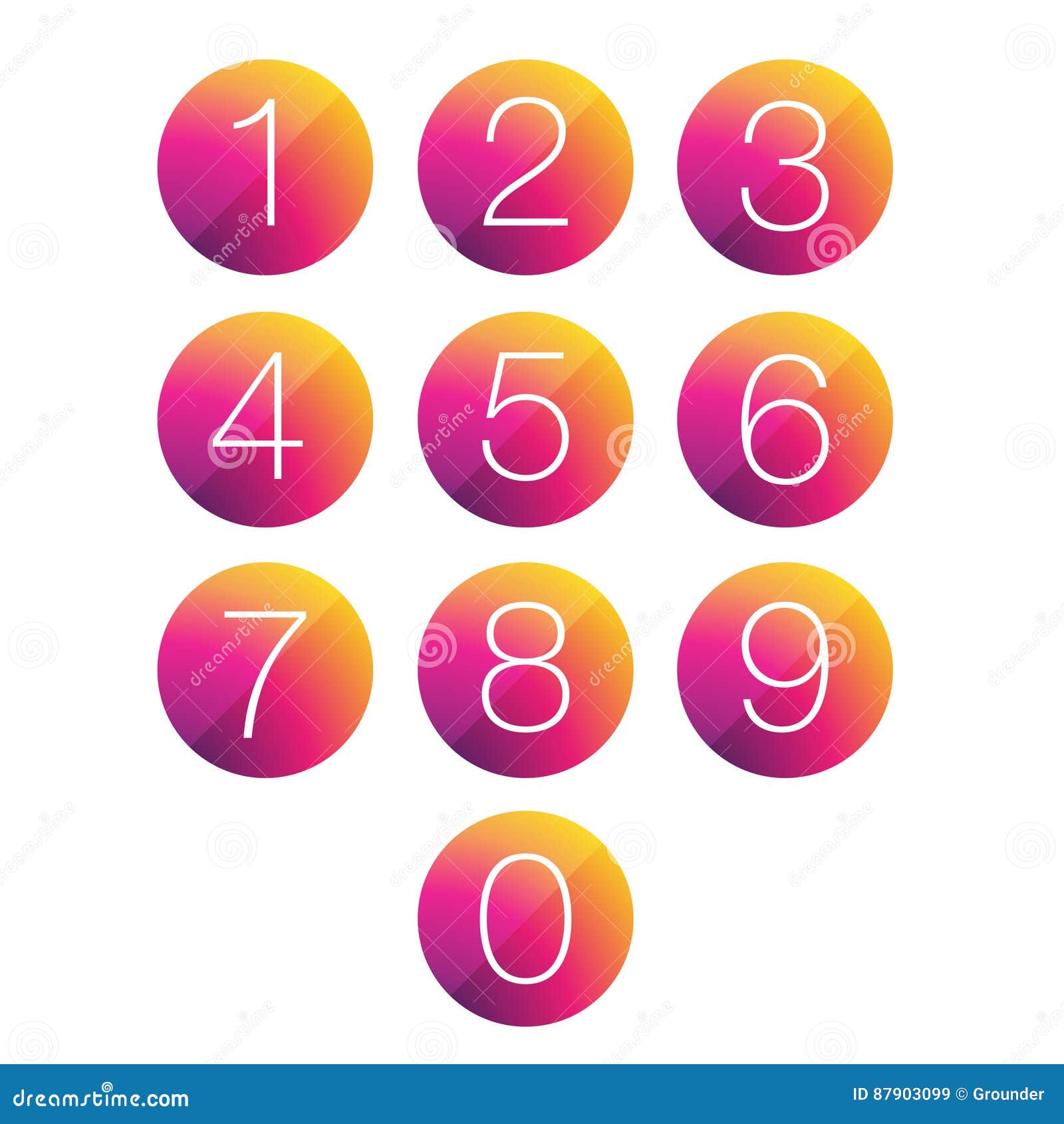 Number set circle stock vector. Illustration of colorful - 87903099