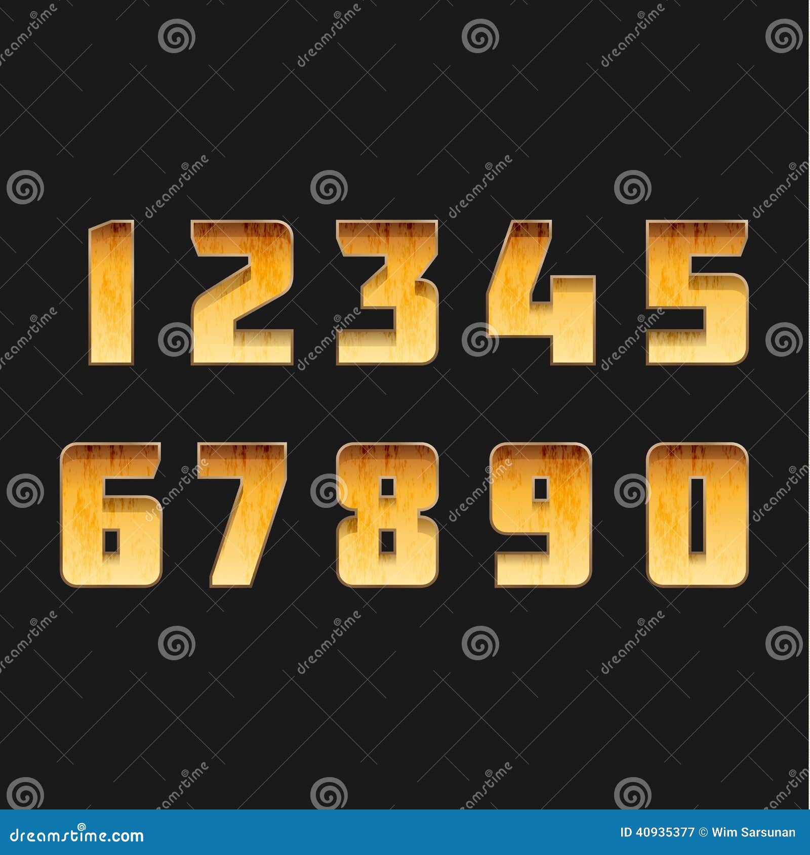 Number Set Design with Grunge Stock Vector - Illustration of label ...