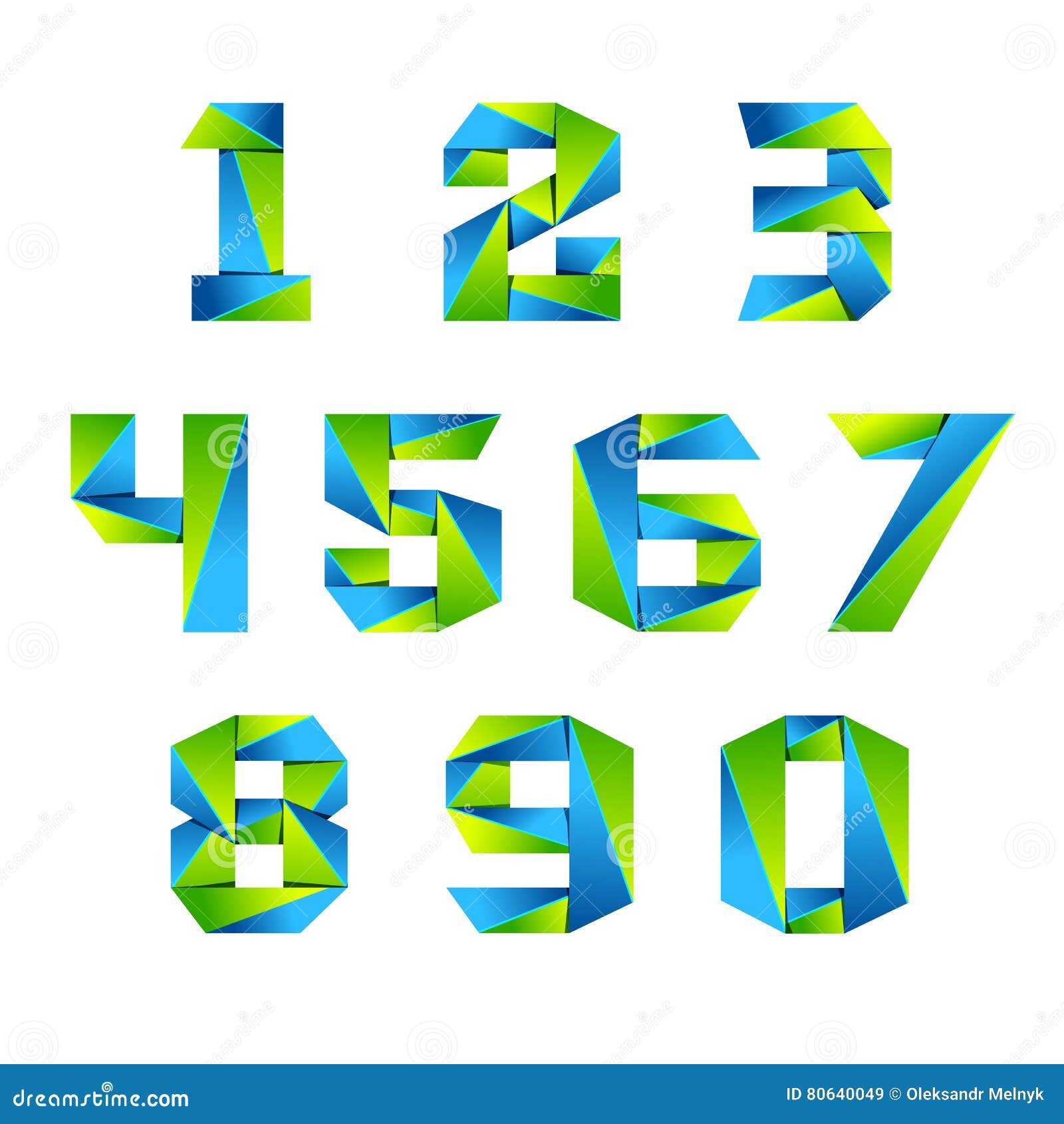 Number Set Icon Design Template Elements 3d Logo. Green And Blue ...