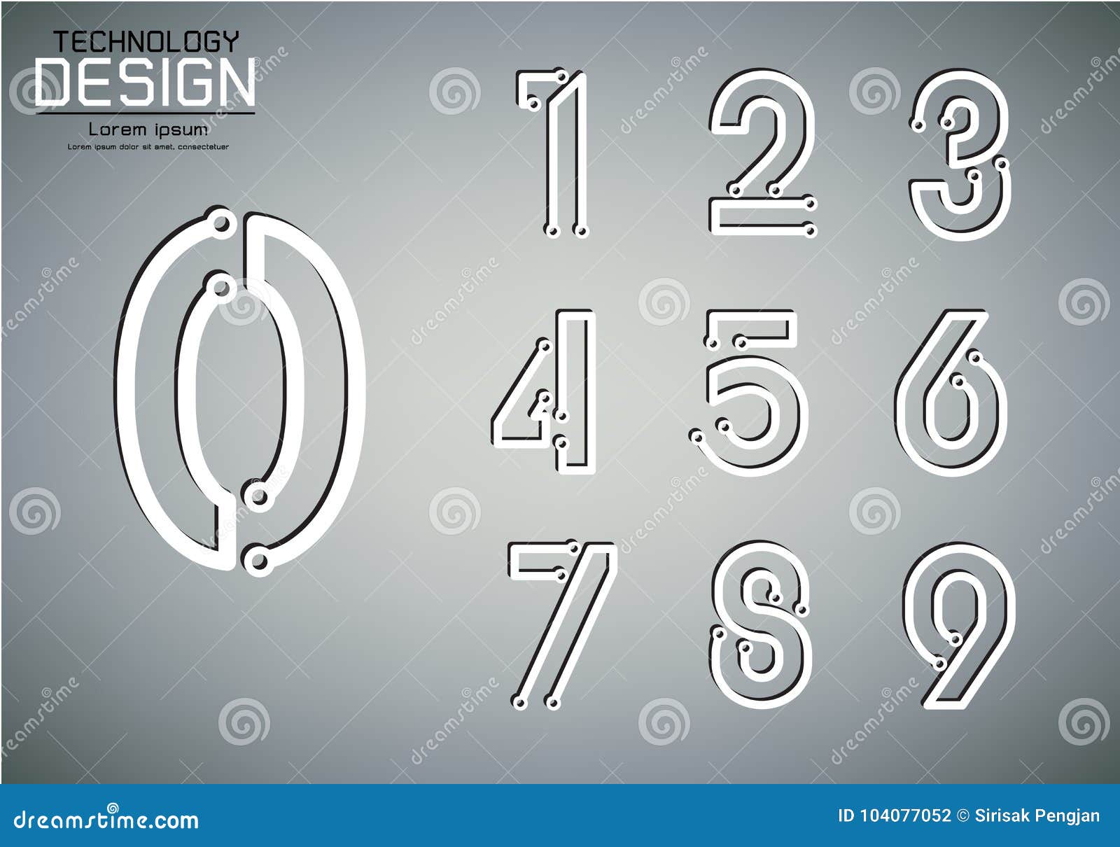 Number Set of Numbers Technology Lamp Concept Stock Illustration ...