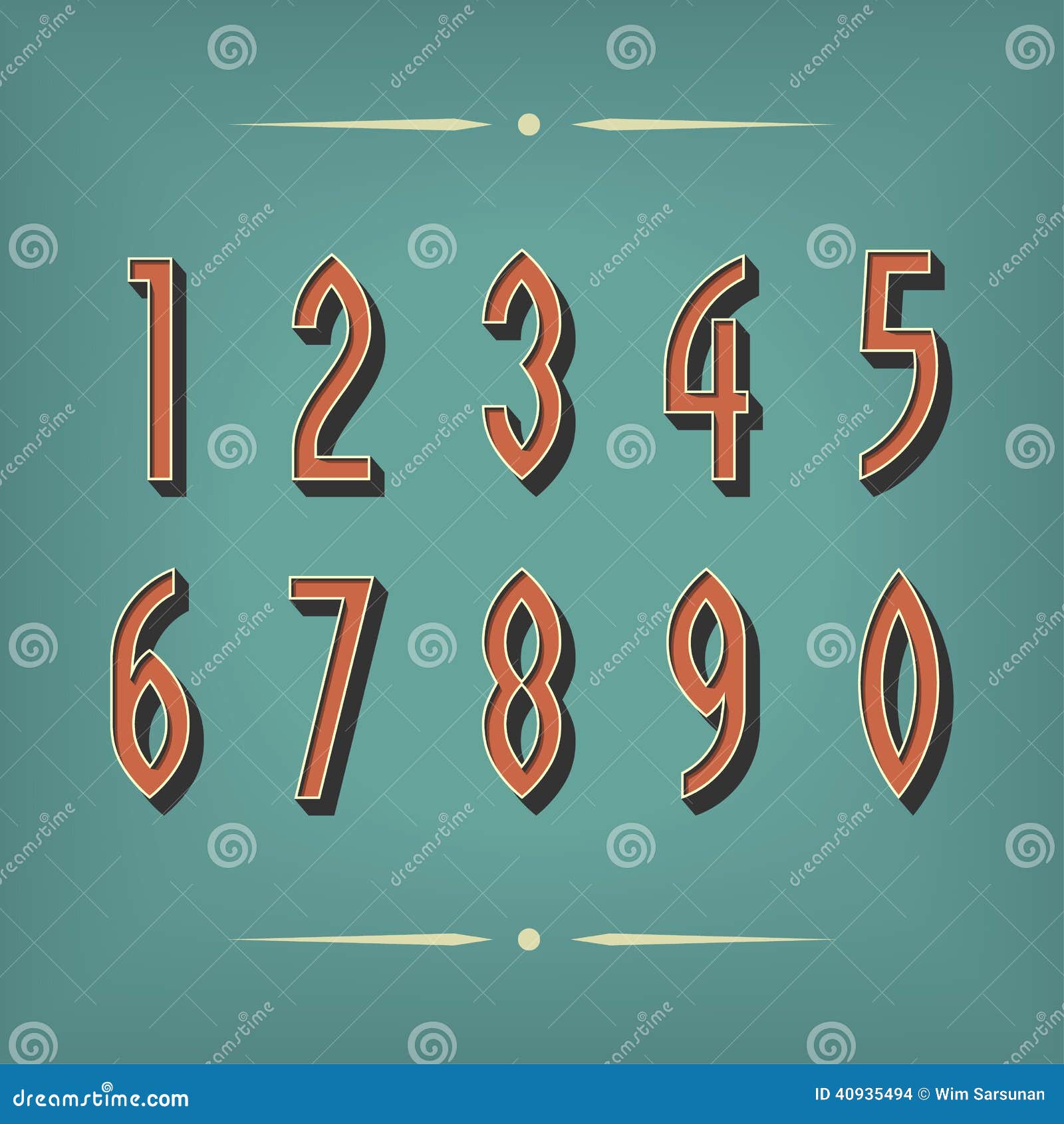 Number set retro design stock vector. Illustration of count - 40935494