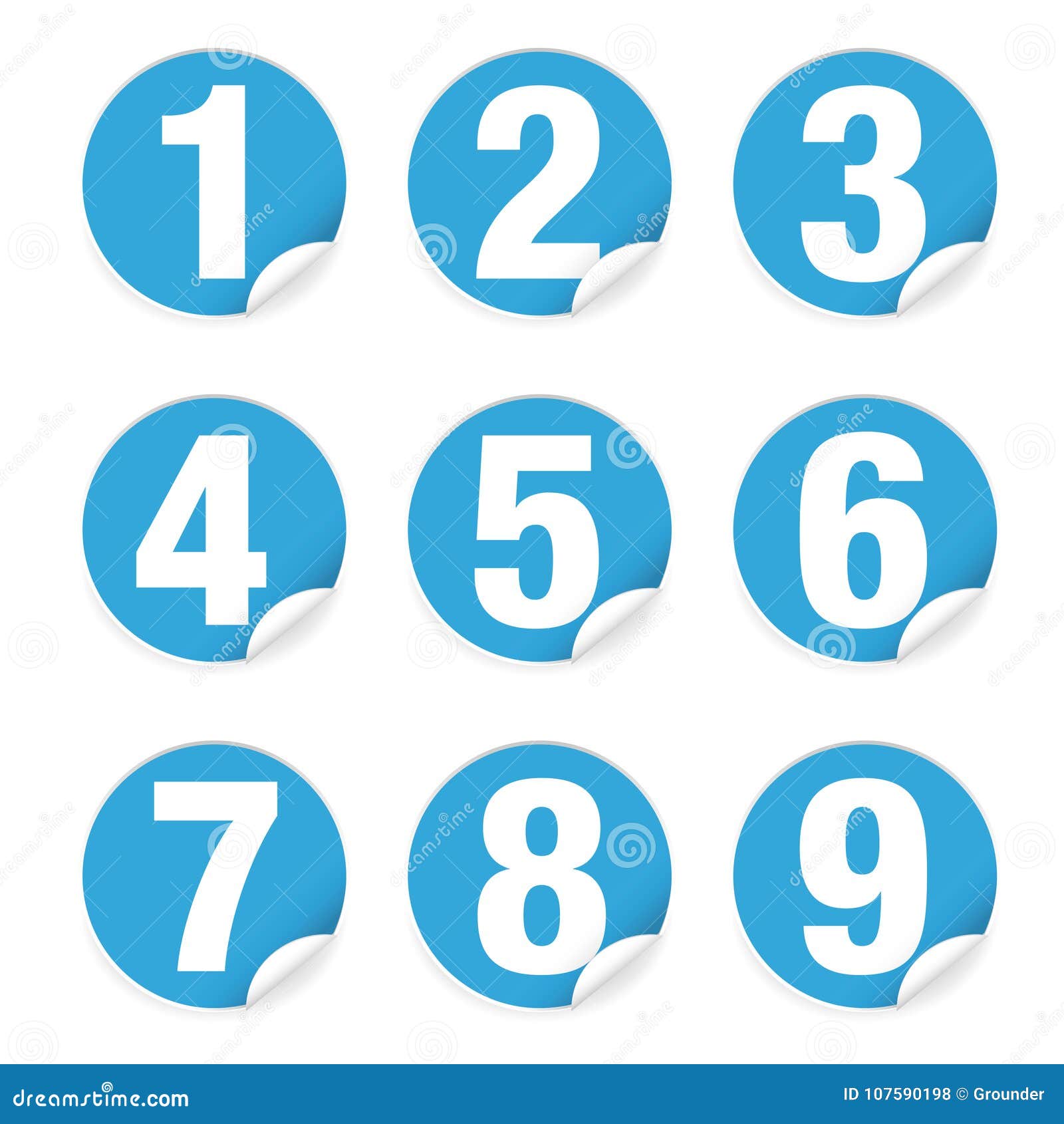 Number set sticker blue stock vector. Illustration of education - 107590198