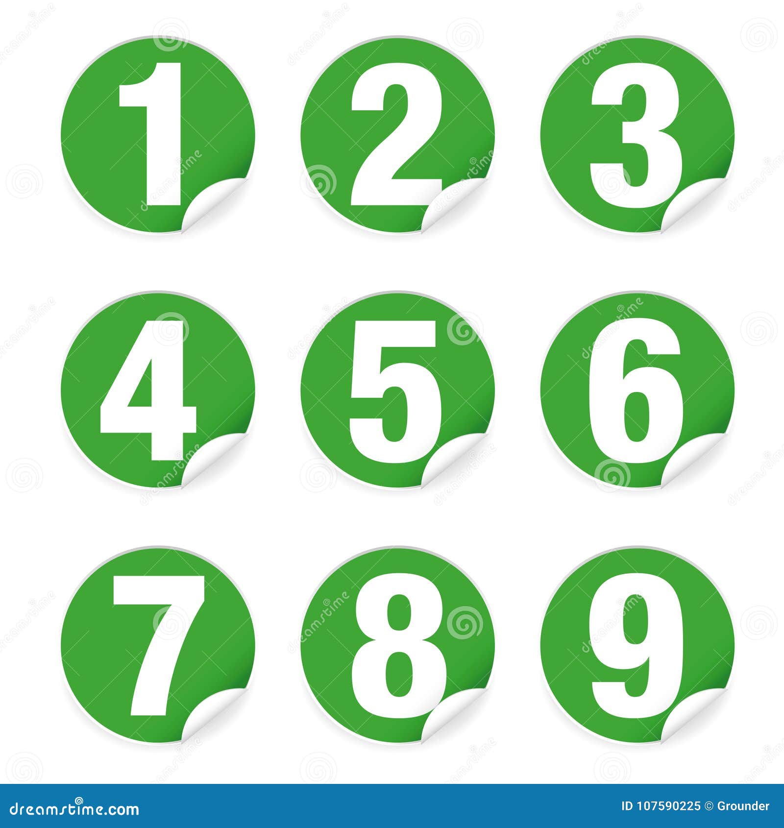Number set sticker green stock vector. Illustration of green - 107590225