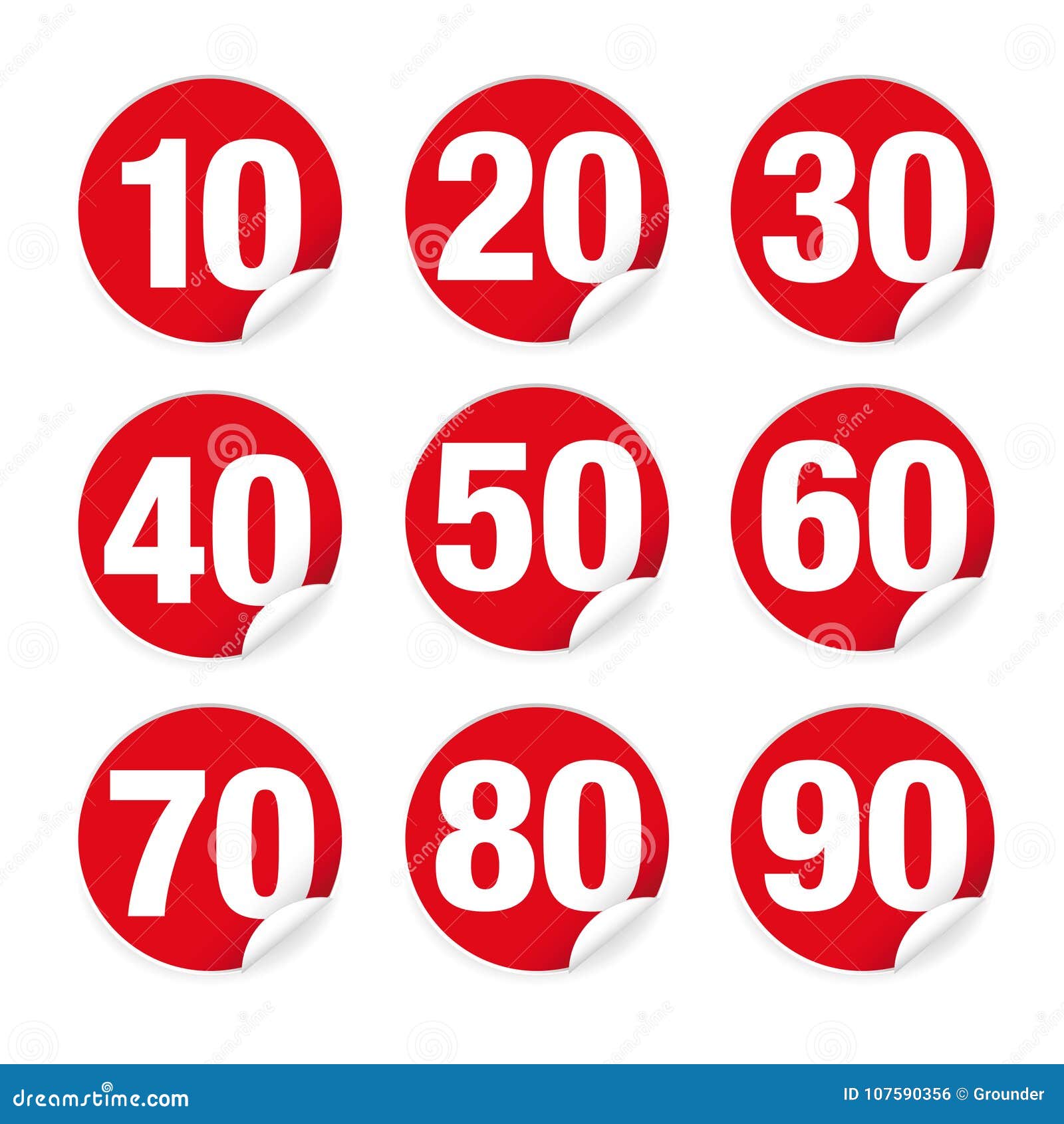Number set sticker red stock vector. Illustration of sign - 107590356