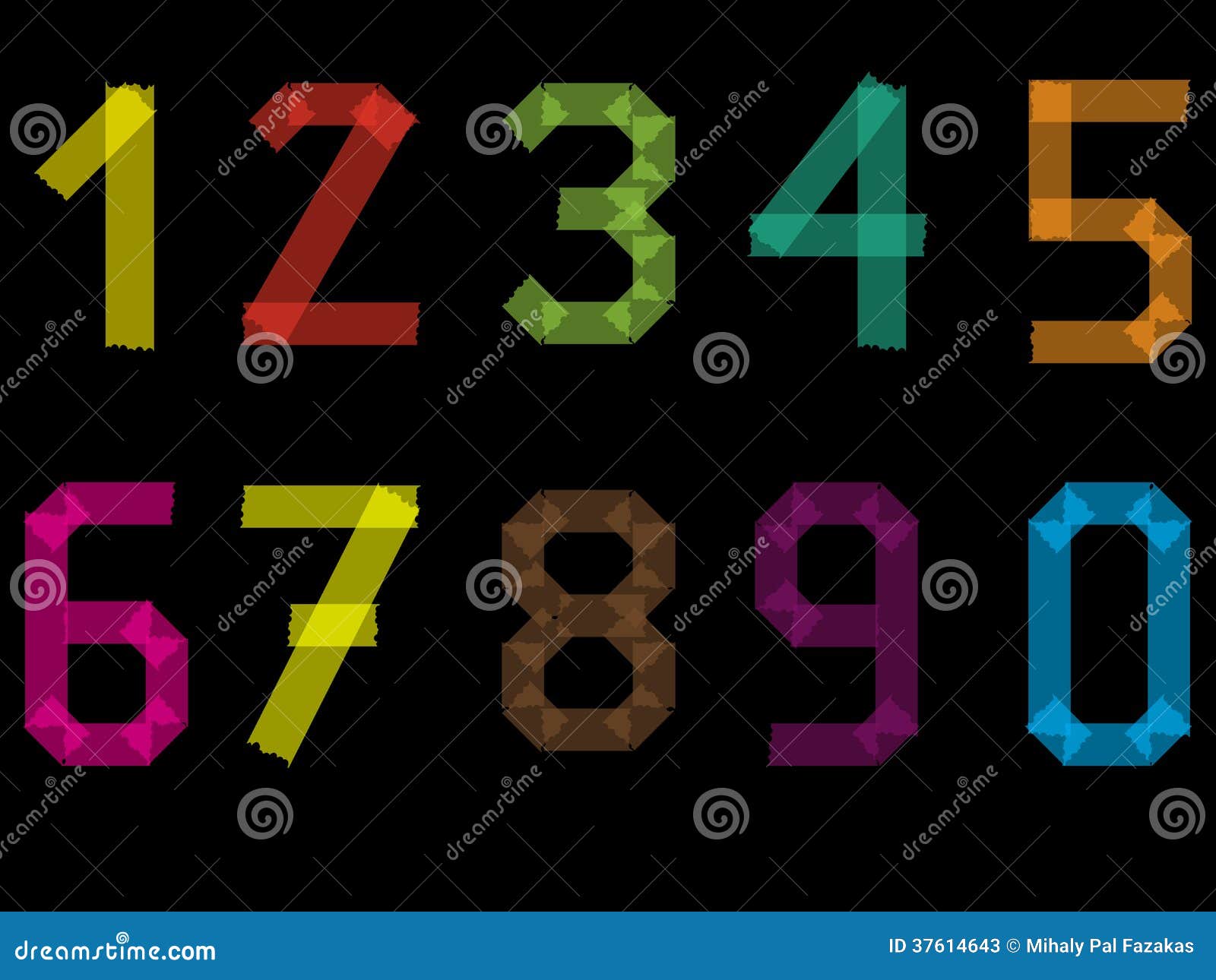 Number Set from 1 To 9 Including 0 Stock Vector - Illustration of ...